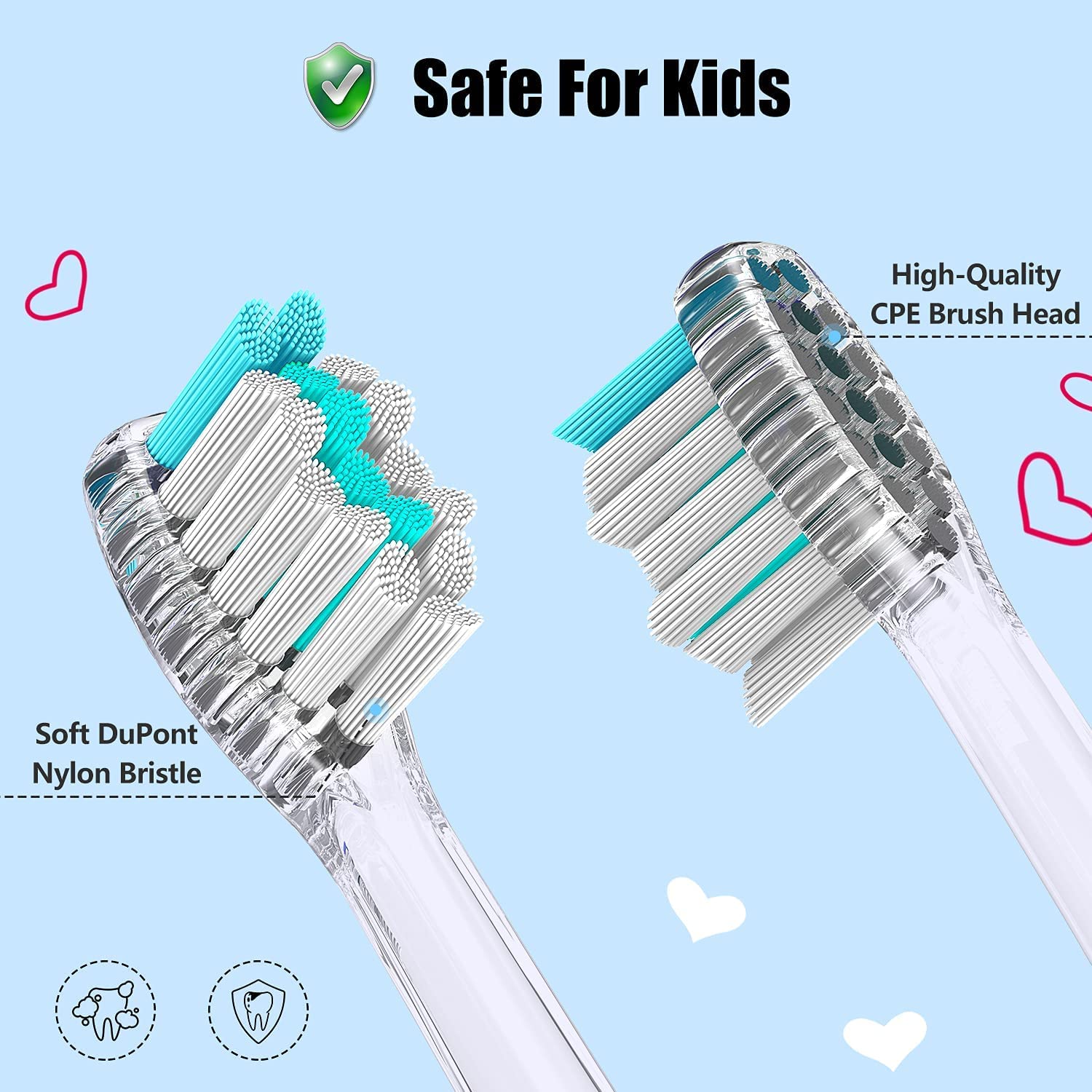 DADA-TECH Kids Electric Toothbrush Blue with Replacement Heads (DT-K6)