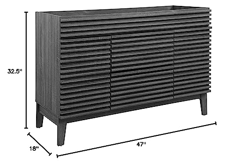 Modway Render 47" Plastic and Wood Bathroom Vanity Cabinet in Charcoal