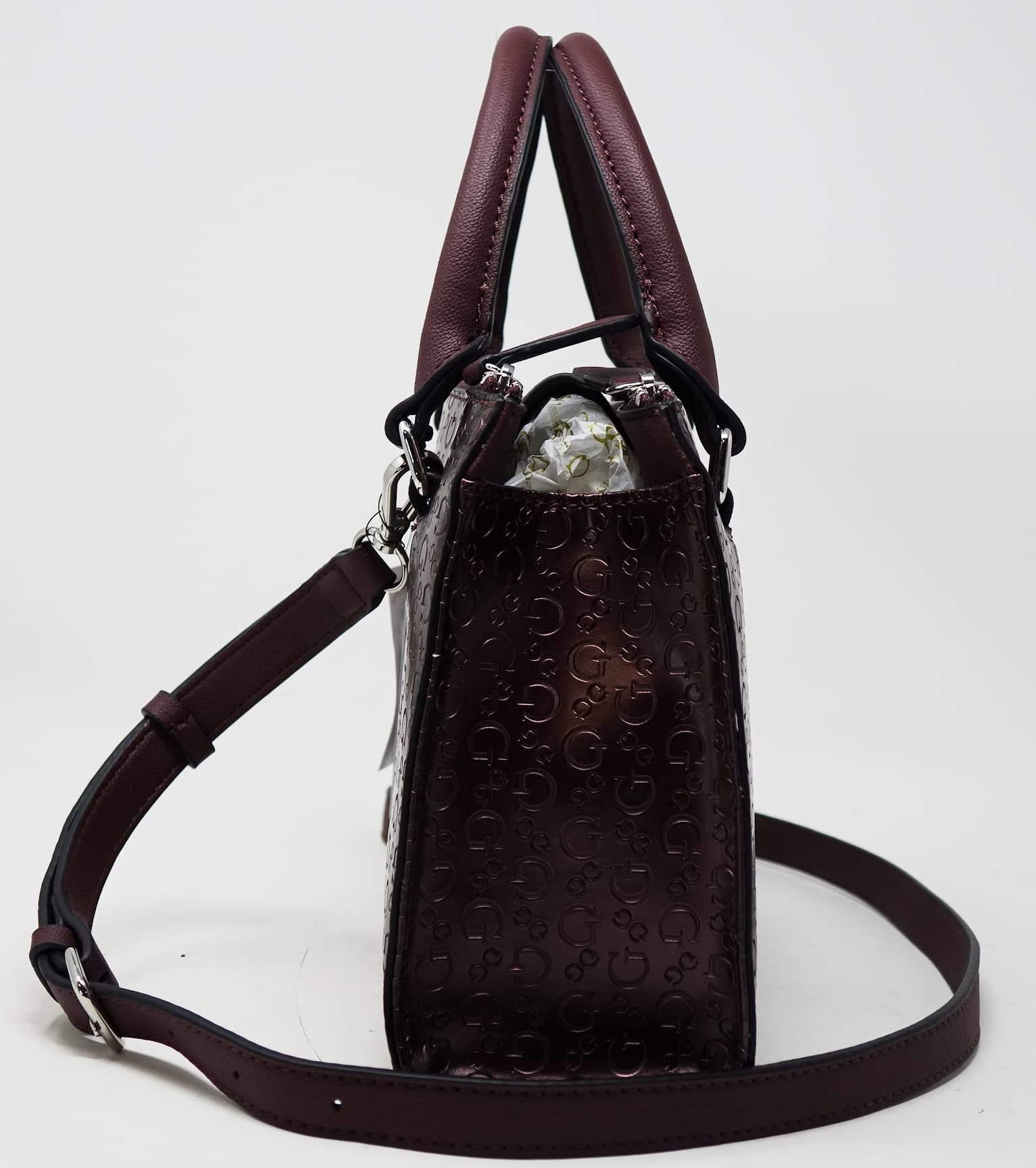 GUESS Women's Eveleth Logo Debossed Small Crossbody Handbag - Bordeaux
