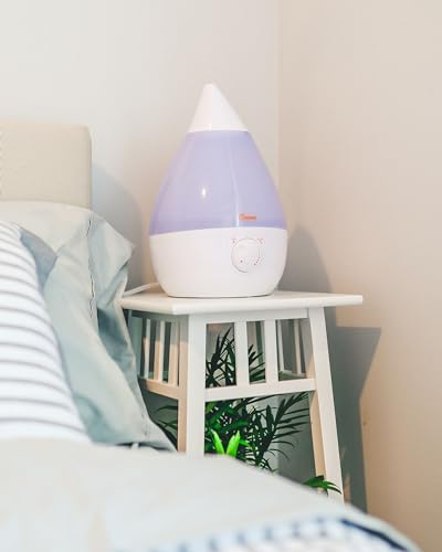 Crane Ultrasonic Cool Mist Humidifier for Bedroom, Baby Nursery, Kids Room, Plants, or Office, Large 1 Gallon Tank, Filter Optional, White