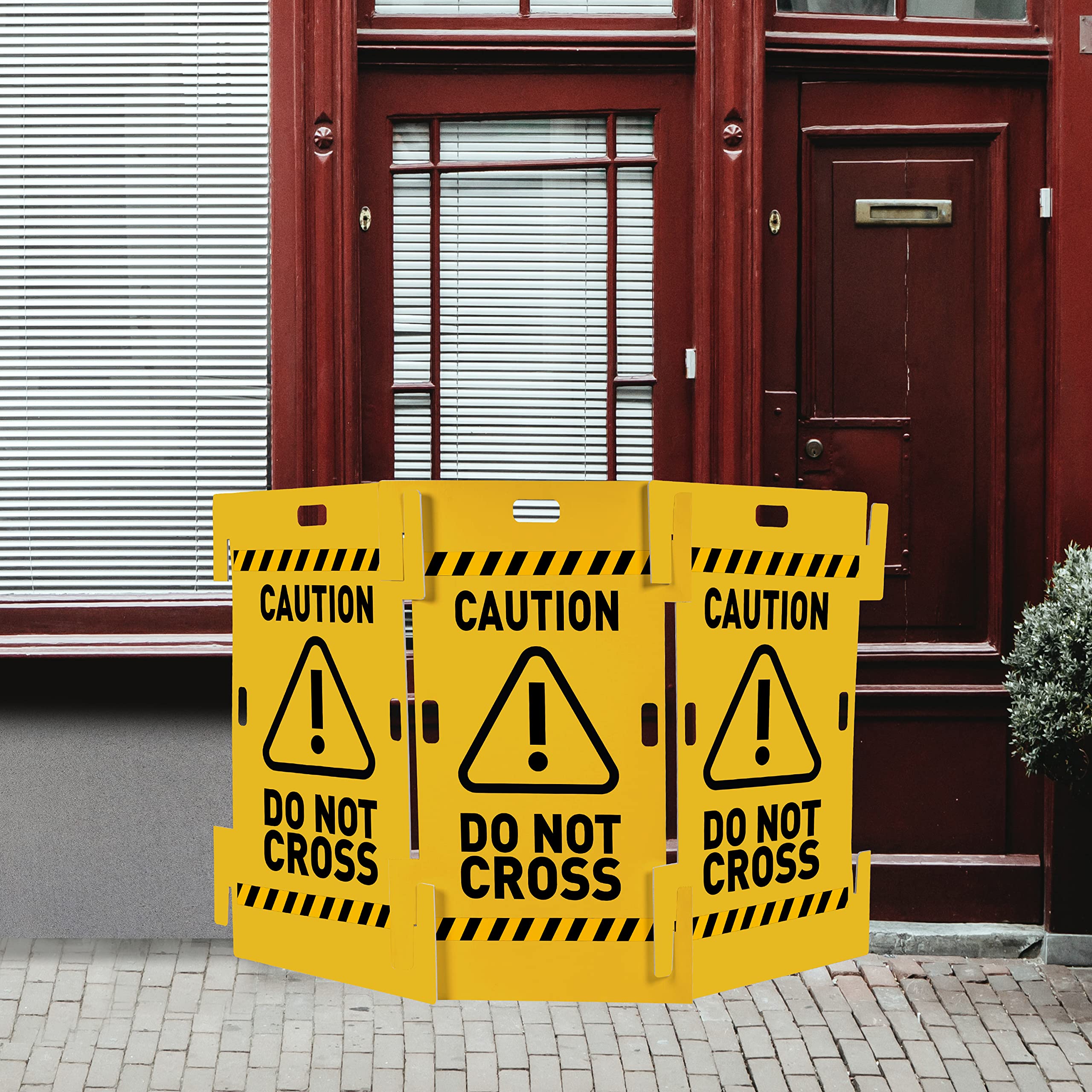 BannerBuzz Crowd Control Interlocking Barrier, Made of 5 mm Corflute 890 GSM graphic weight, Stop Do Not Enter Caution Do Not Cross and more options (7.5’ W X 4’ H feet) (CAUTION DO NOT CROSS)