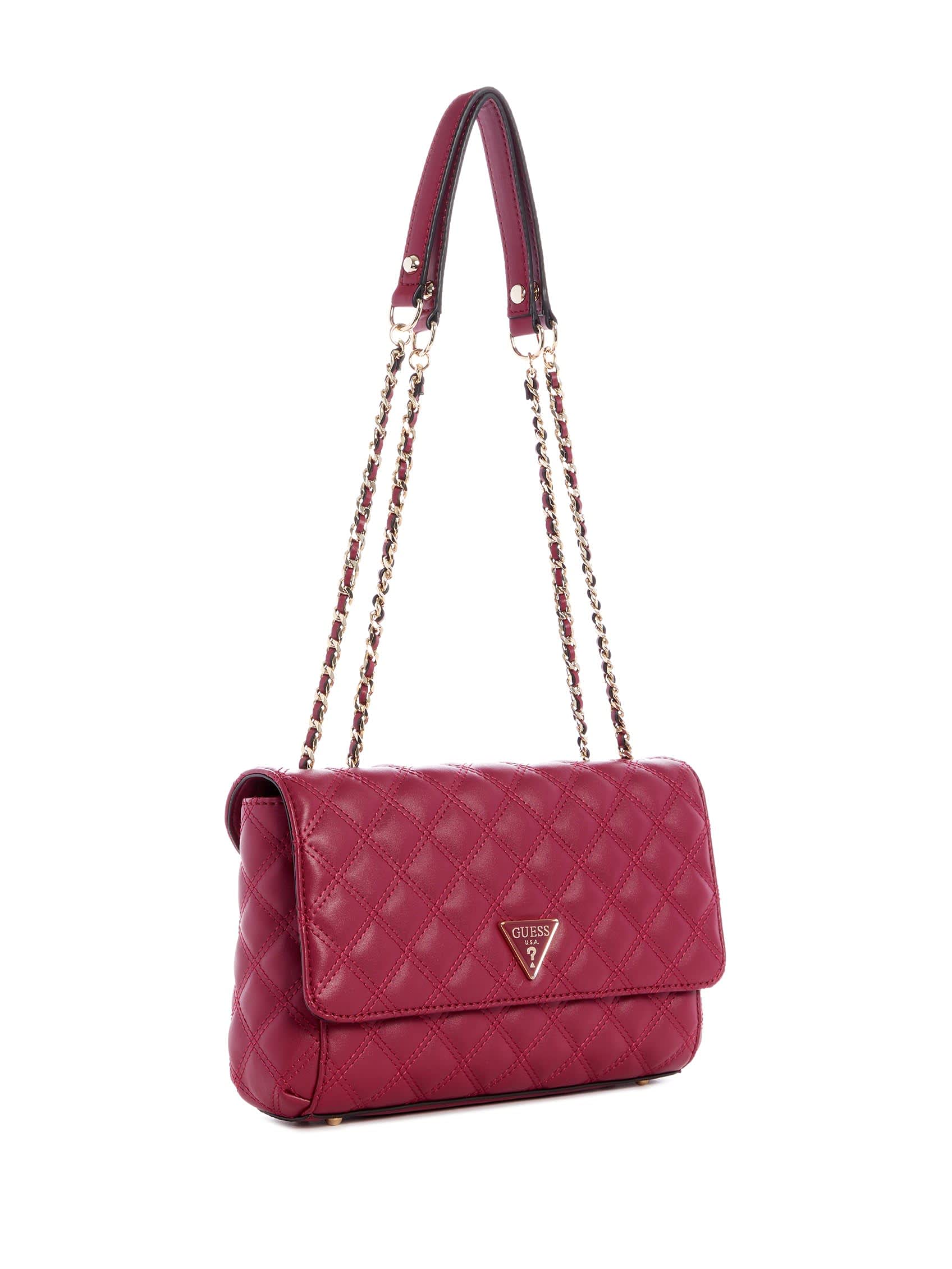 GUESS womens Cessily Convertible Crossbody Flap, Plum, One Size US