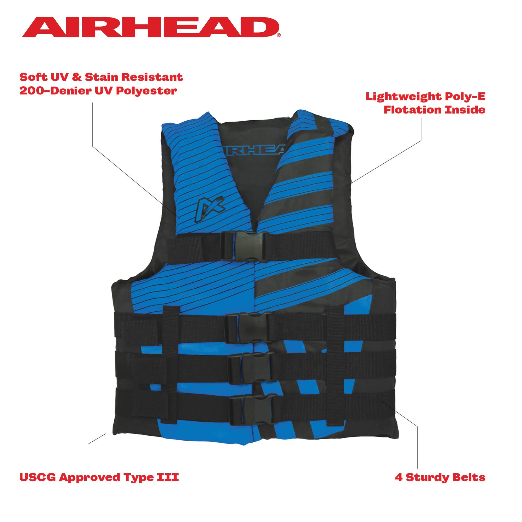 Airhead Men’s Trend Life Jacket, Coast Guard Approved, Blue