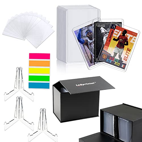 LASPRINTAL 50 Top Loaders for Cards 3" X 4" Regular 35pt & 100 Penny Sleeves, w/Magnetic Card Box β Top Loaders Baseball Card Sleeves Toploader Card Protectors K-Pop Card Sleeves