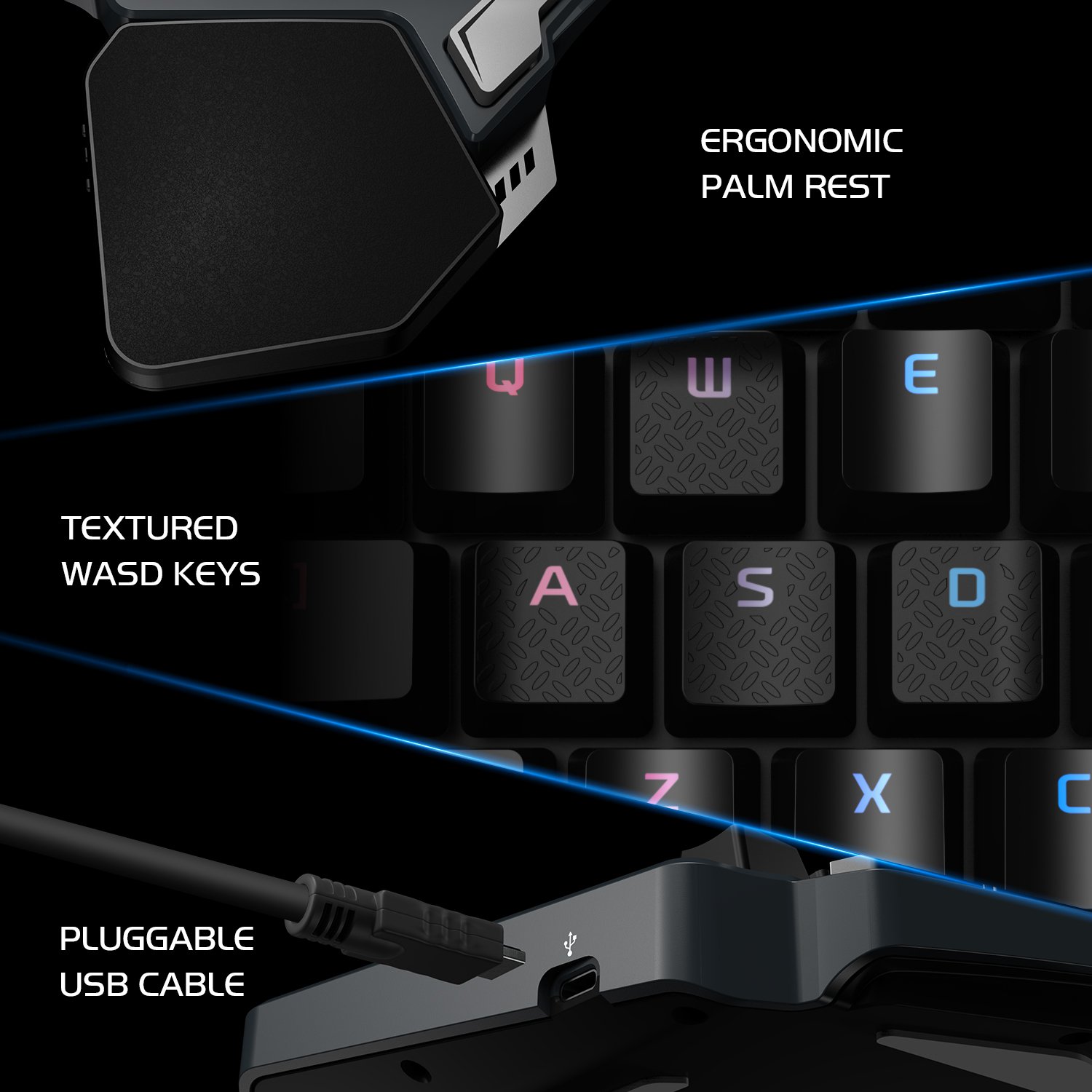 GameSir Mechanical Gaming Keyboard Z1 for PC/Mobile Phone, One-Handed Gaming Keypad with Macro Keys for FPS Game, RGB Backlighting, Anti-ghosting, Blue Key Switches, Built-in Battery(Red Switch)