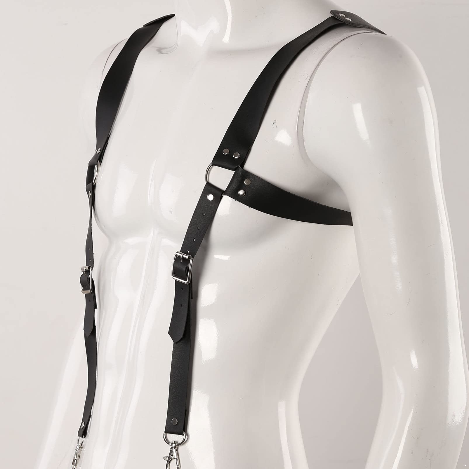 Aislor Braided Leather H-back Suspenders in Vintage Style Medieval Renaissance With No-slip Clips Brown 1Pc
