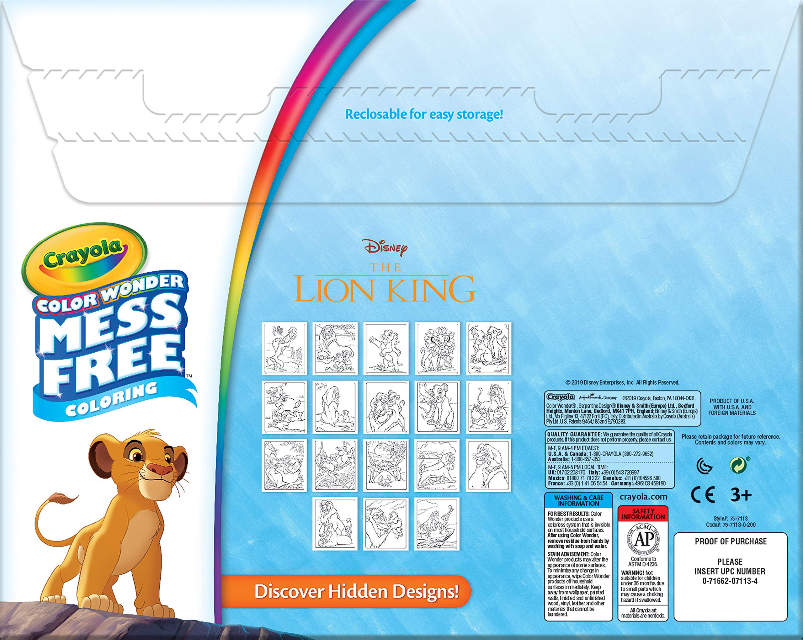 Crayola Lion King Pages & Markers Color Wonder Pad and Markers, Multicolor