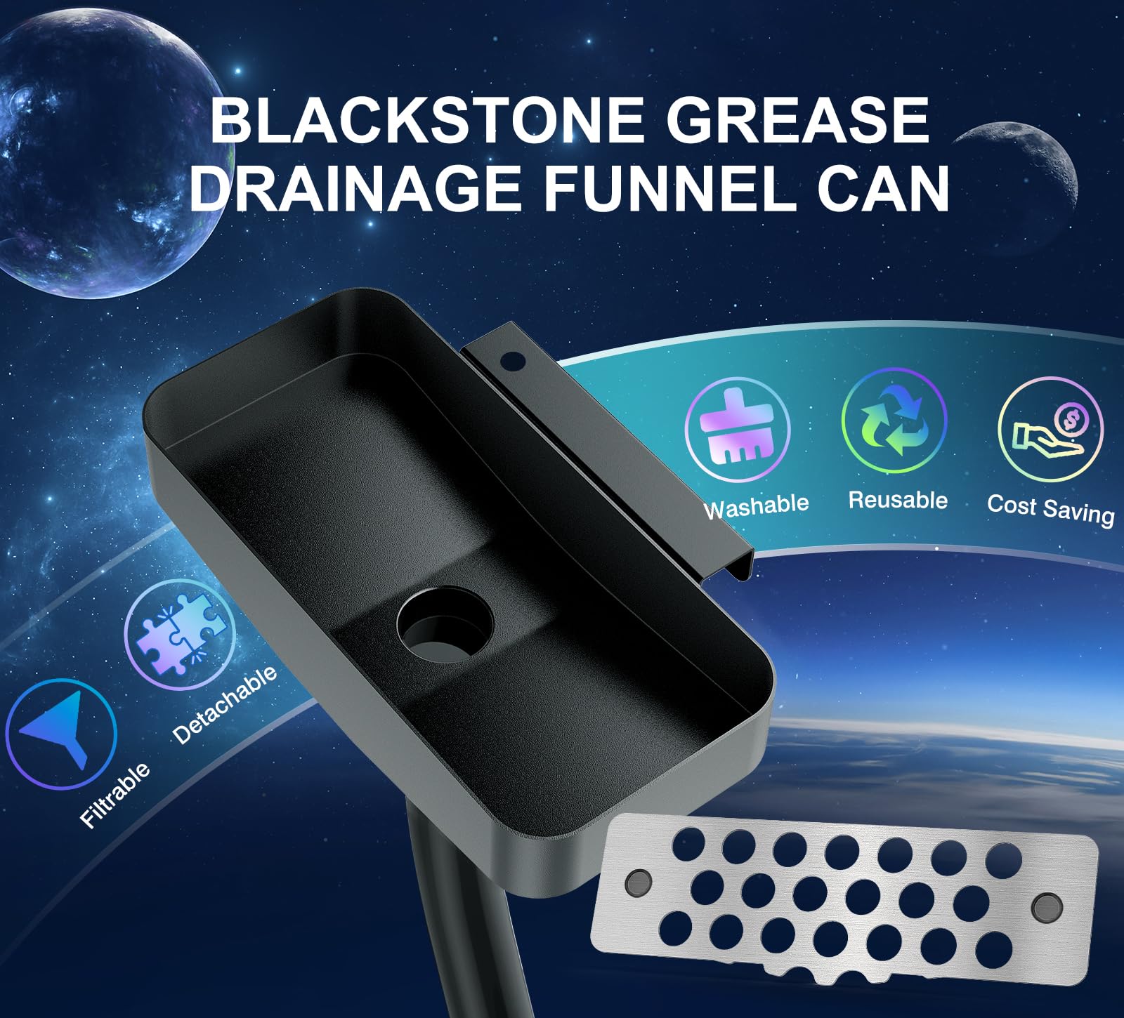 Upgrade Rear Blackstone Grease Catcher,Blackstone Grease Trap with Separate Magnetic Grease Gate for Blackstone,Innovative Blackstone Griddle Accessories,Compatible with Blackstone 36"