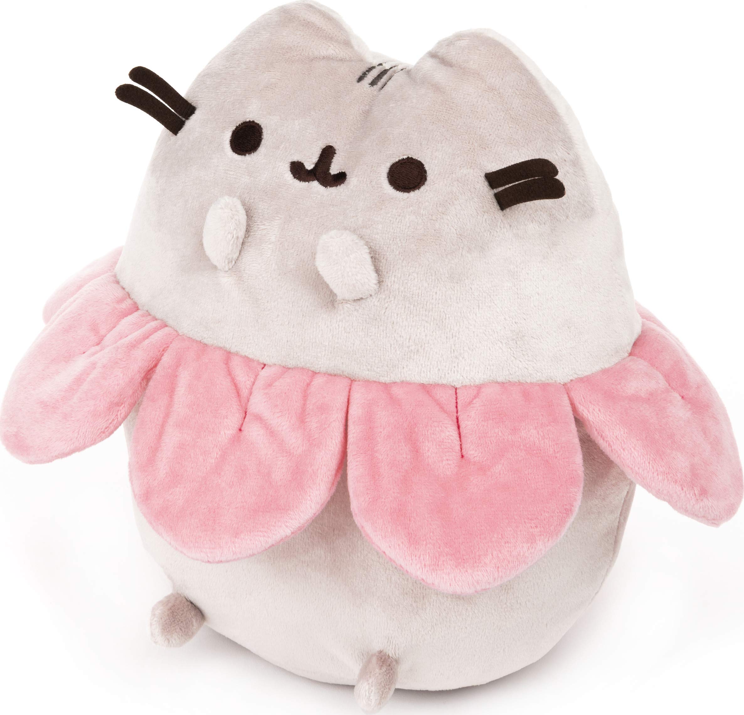 GUND Pink Flower Petals Pusheen Plush Stuffed Animal Cat, Gray and Pink, 9.5”