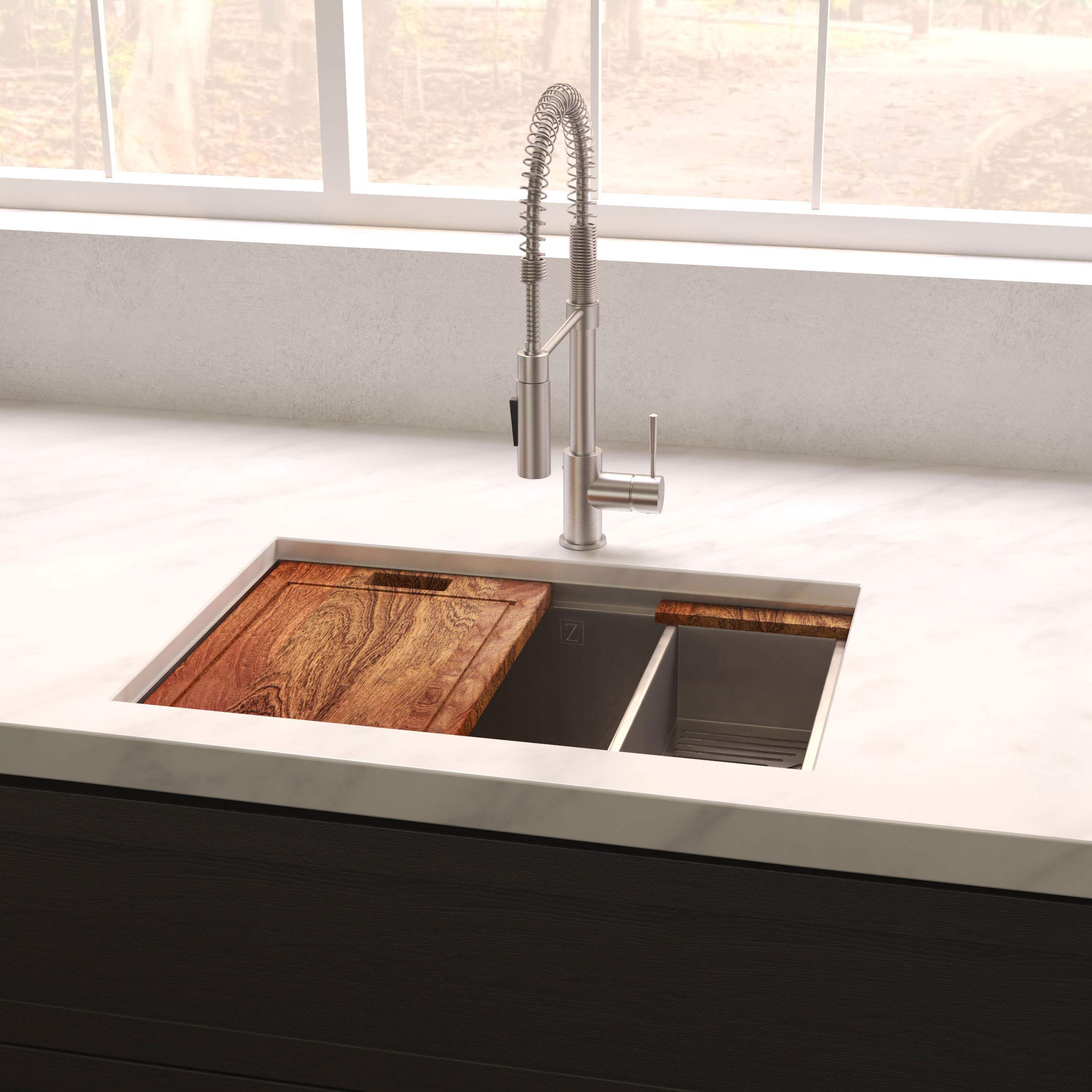 ZLINE 30" Garmisch Undermount Single Bowl Scratch Resistant Stainless Steel Kitchen Sink with Bottom Grid and Accessories (SLS-30S)