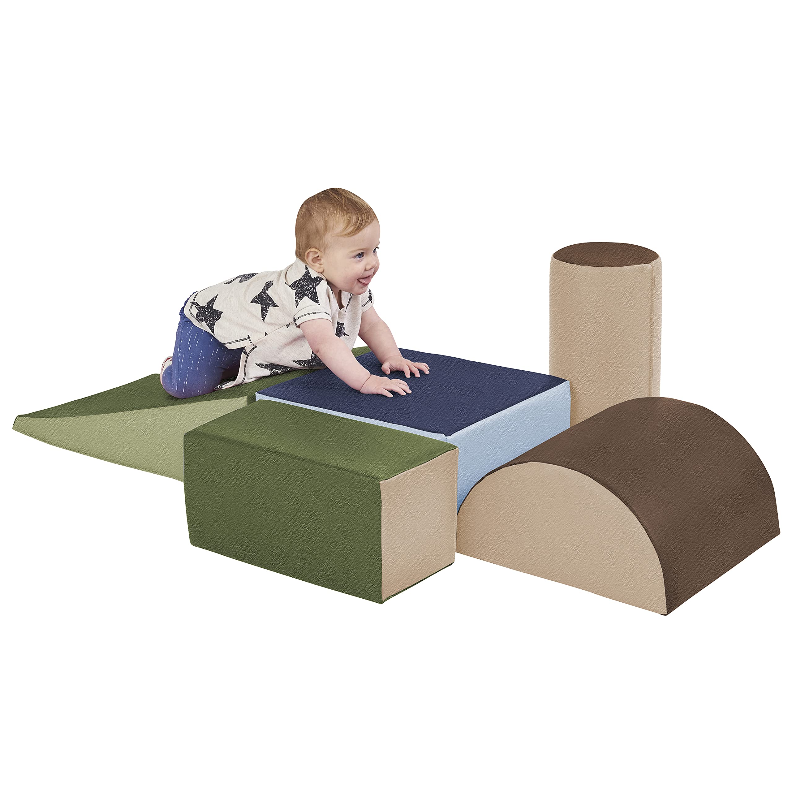 ECR4Kids SoftZone Climb and Crawl Activity Play Set & Melissa & Doug K's Kids Pull-Back Vehicle Set - Soft Baby Toy Set with 4 Cars and Trucks and Carrying Case