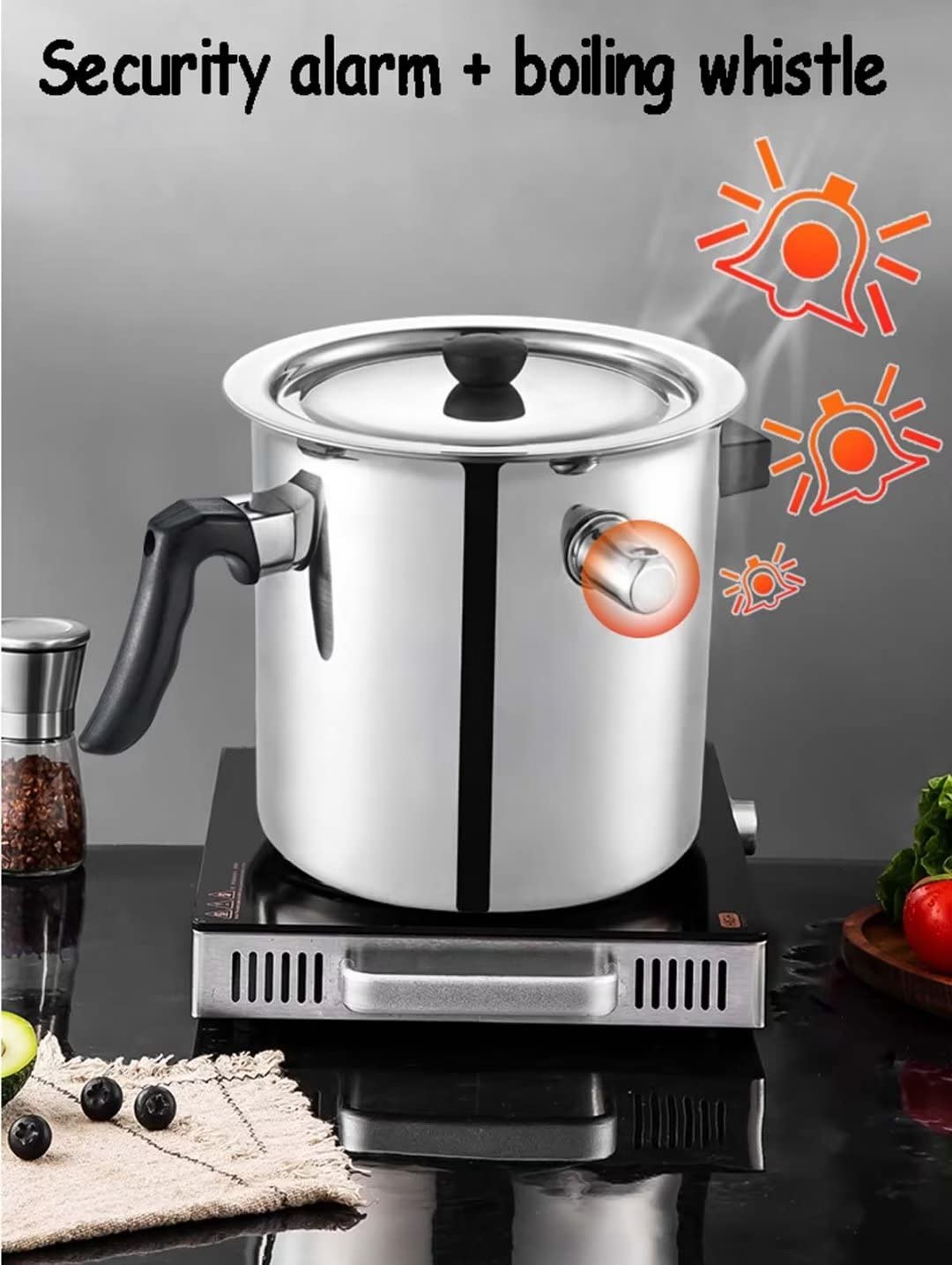 LSQXSS 304 Stainless Steel Double Layer Milk Pot,2.5L Constant Temperature Soup Pot for Induction Cooker and Gas Tove,Automatic Whistle hot Milk Pot,Durable Soup Pot with Anti-scalding Handle