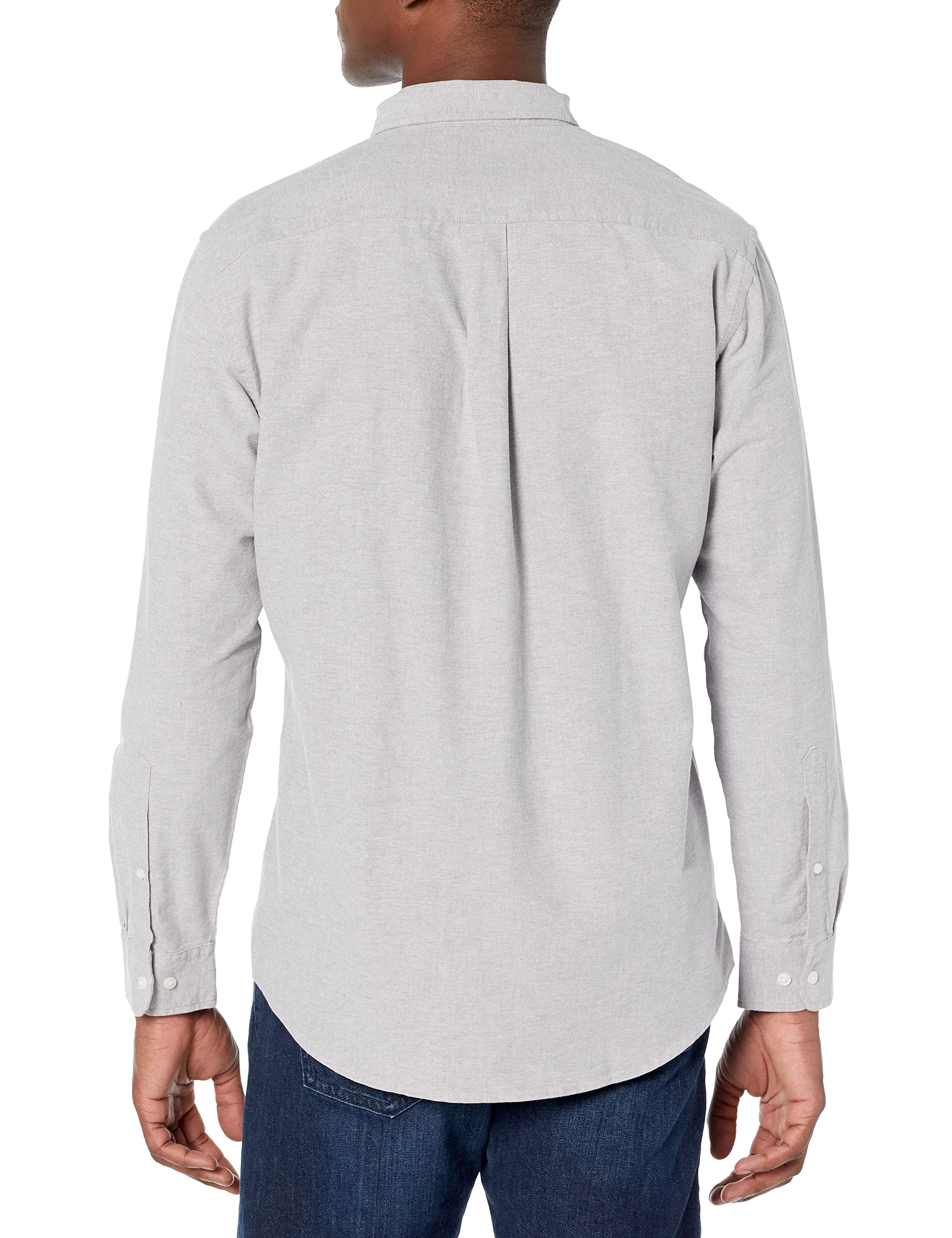 Amazon Essentials Men's Regular-Fit Long-Sleeve Pocket Oxford Shirt, Grey White Windowpane, X-Large