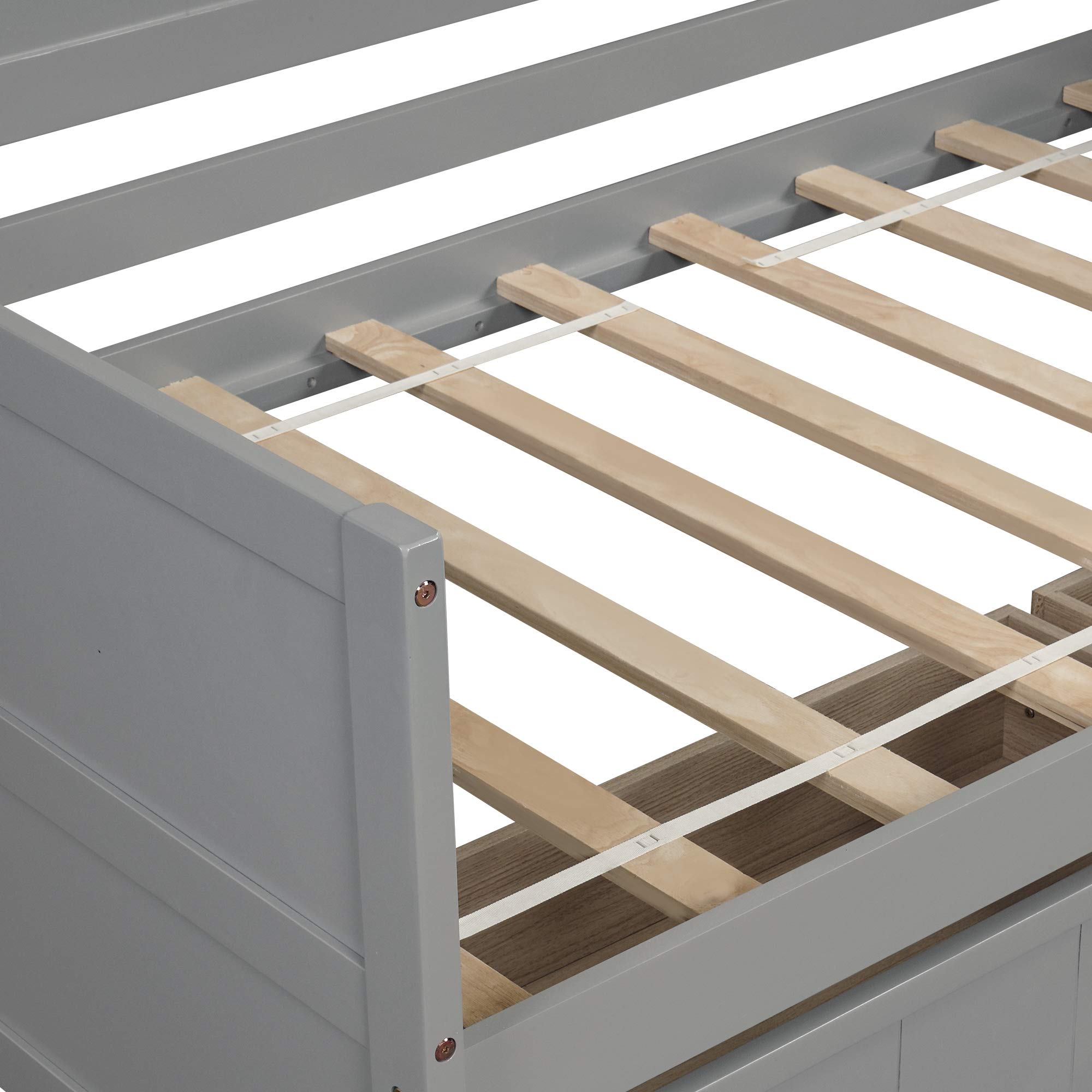 LostCat Twin Size Daybed with 2 Storage Drawers, Solid Wooden Bed Frame, Wood Slat Support, No Box Spring Needed, Easy to Assemble, for Bedroom Living Room, Espresso