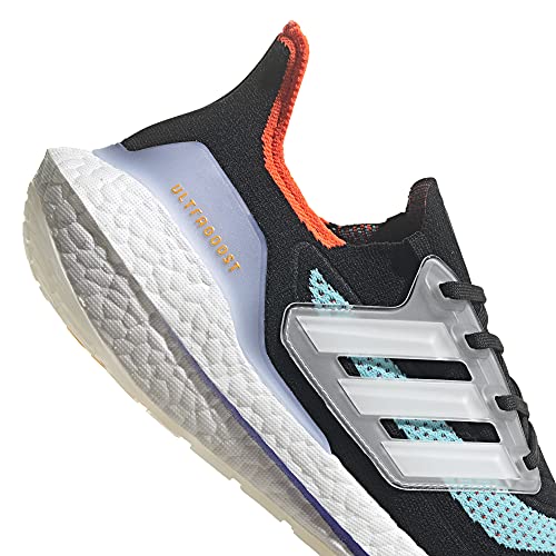 adidas Men's Ultraboost-21 Trail Running Shoe, Black/White/Aqua, 8.5