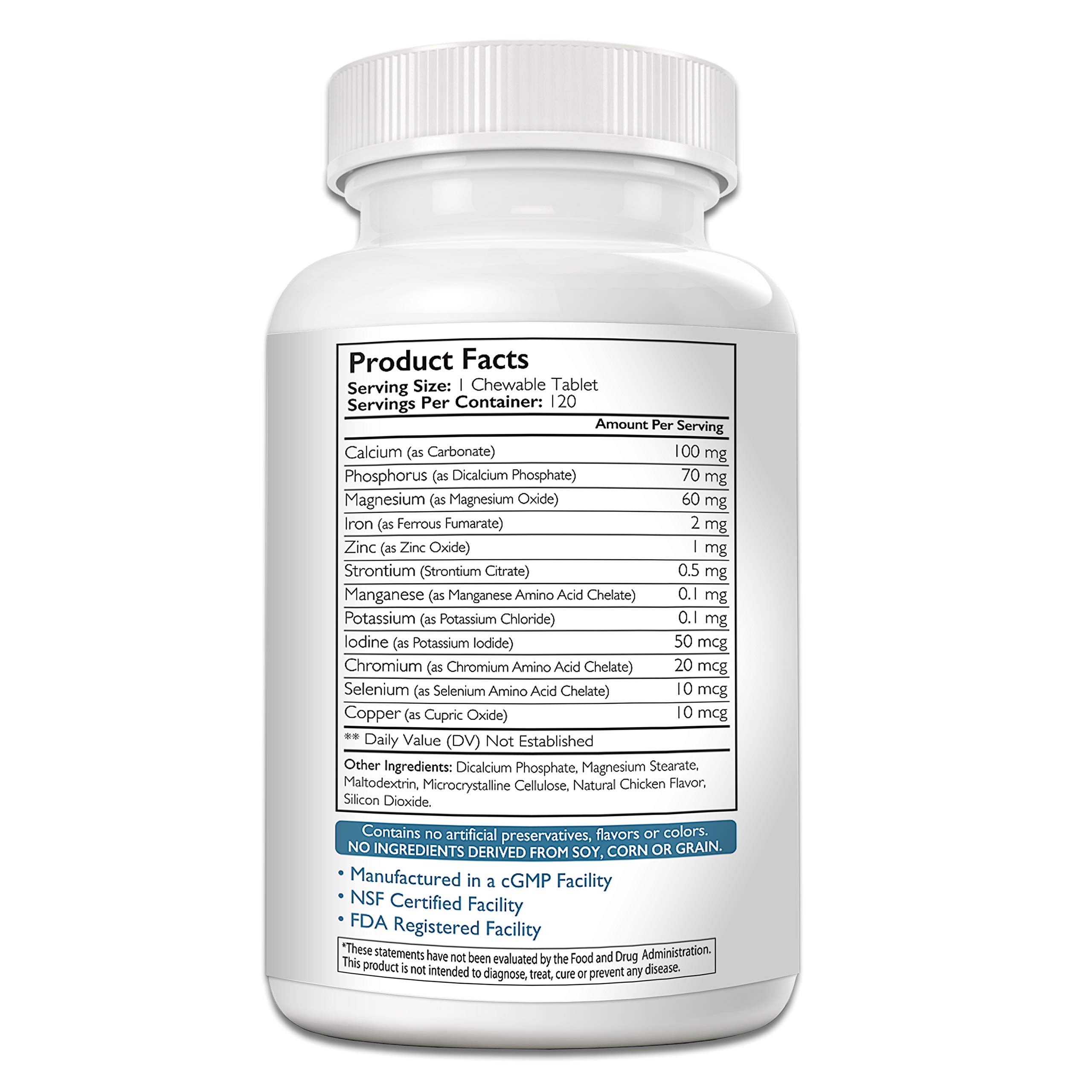Nutrition Strength Minerals for Dogs, Support Cells & Nerves, Fortify Bones & Muscles, Promote Overall Health with Calcium, Phosphorus, Magnesium, Potassium, Selenium, Iron, Zinc, 120 Chewable Tablets