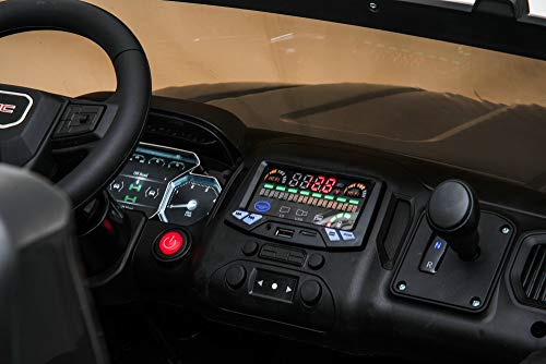 DAKOTT GMC Sierra Denali HD Two Seater 12 Volt Ride-On Truck w/ 2.4G Remote Control, LED Lights, Horn, Music, MP3/USB, Storage Box, Spring Suspension, Electric Vehicle for Kids .