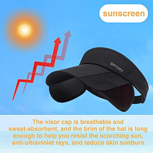 AJG Summer Sun Visor Hats for Women Retractable Brim Adjustable Sun Protection baseball Golf Tennis Cap (Black)