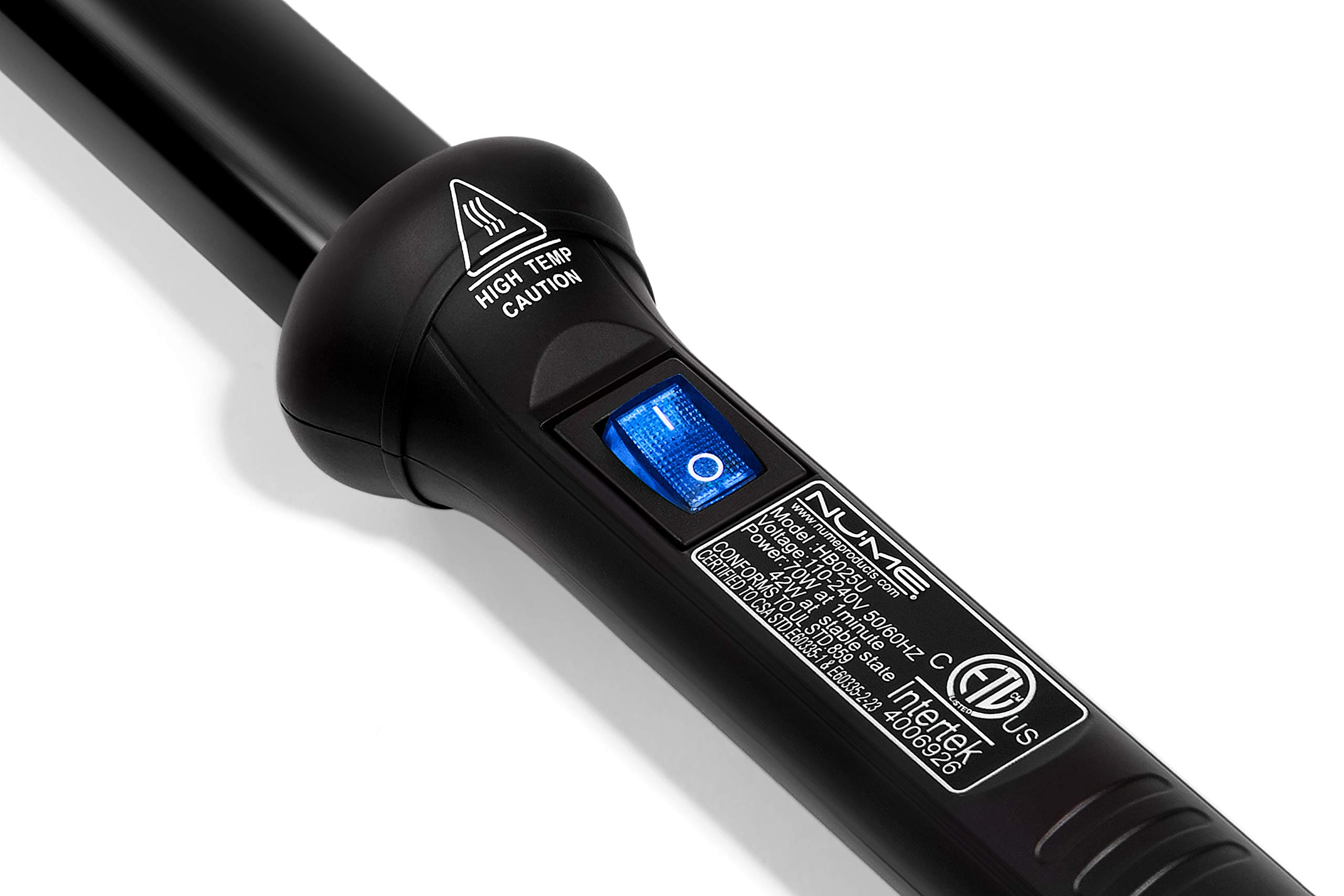 NuMe Classic Ceramic Curling Wand - Tourmaline 25mm Barrel Hair Curler, Negative Ion Conditioning, Far Infrared Heat - All Hair Types