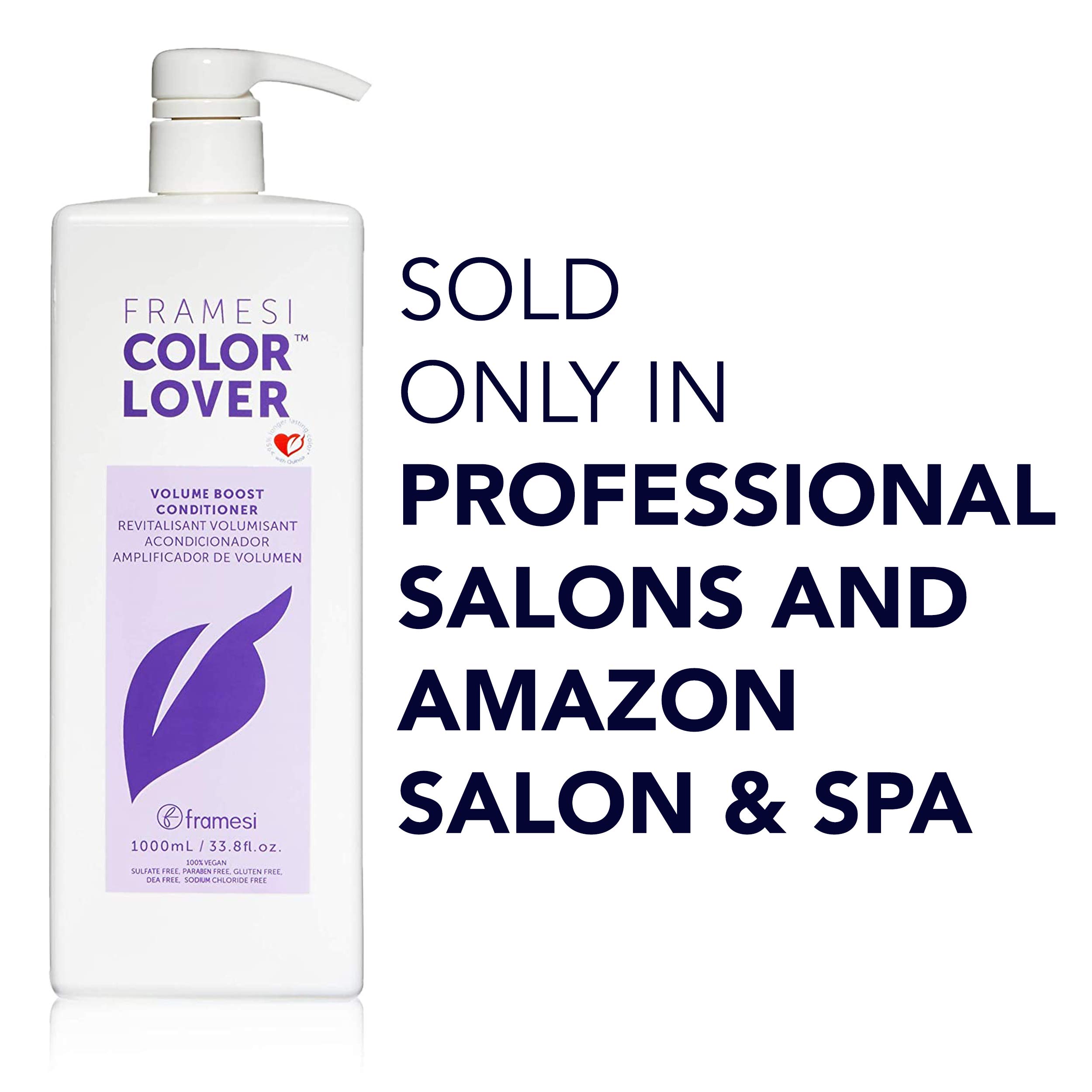 Framesi Color Lover Volume Boost Conditioner, 33.8 fl oz, Sulfate Free Volumizing Conditioner with Quinoa and Coconut Oil, Color Treated Hair