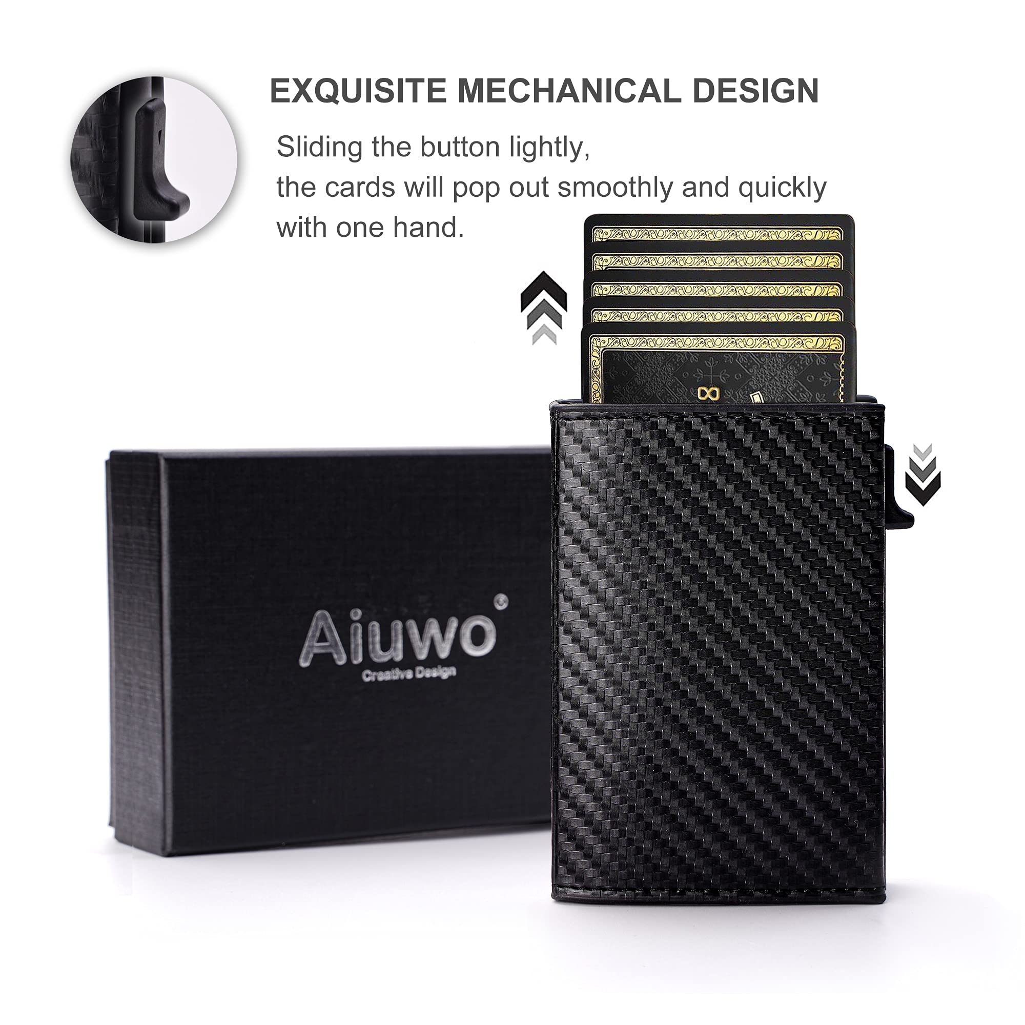 Aiuwo Credit Card Holder for Men Slim Wallet Rfid Wallet,Money Clip Wallets for Men,Minimalist Wallet for Men (Carbon Leather)