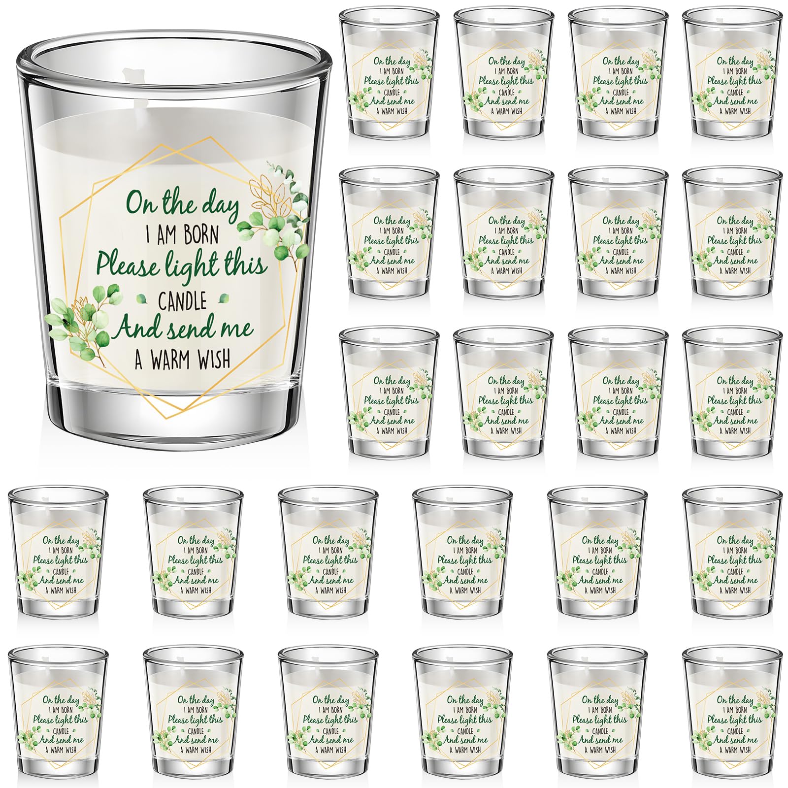 Conelist 25 Pcs Baby Shower Favors Votive Scented Candles Bulk Clear Glass Gender Reveal Candle Baby Shower Candle Favors Baby Shower Return Gifts for Girls and Boys Guests Party (Eucalyptus)