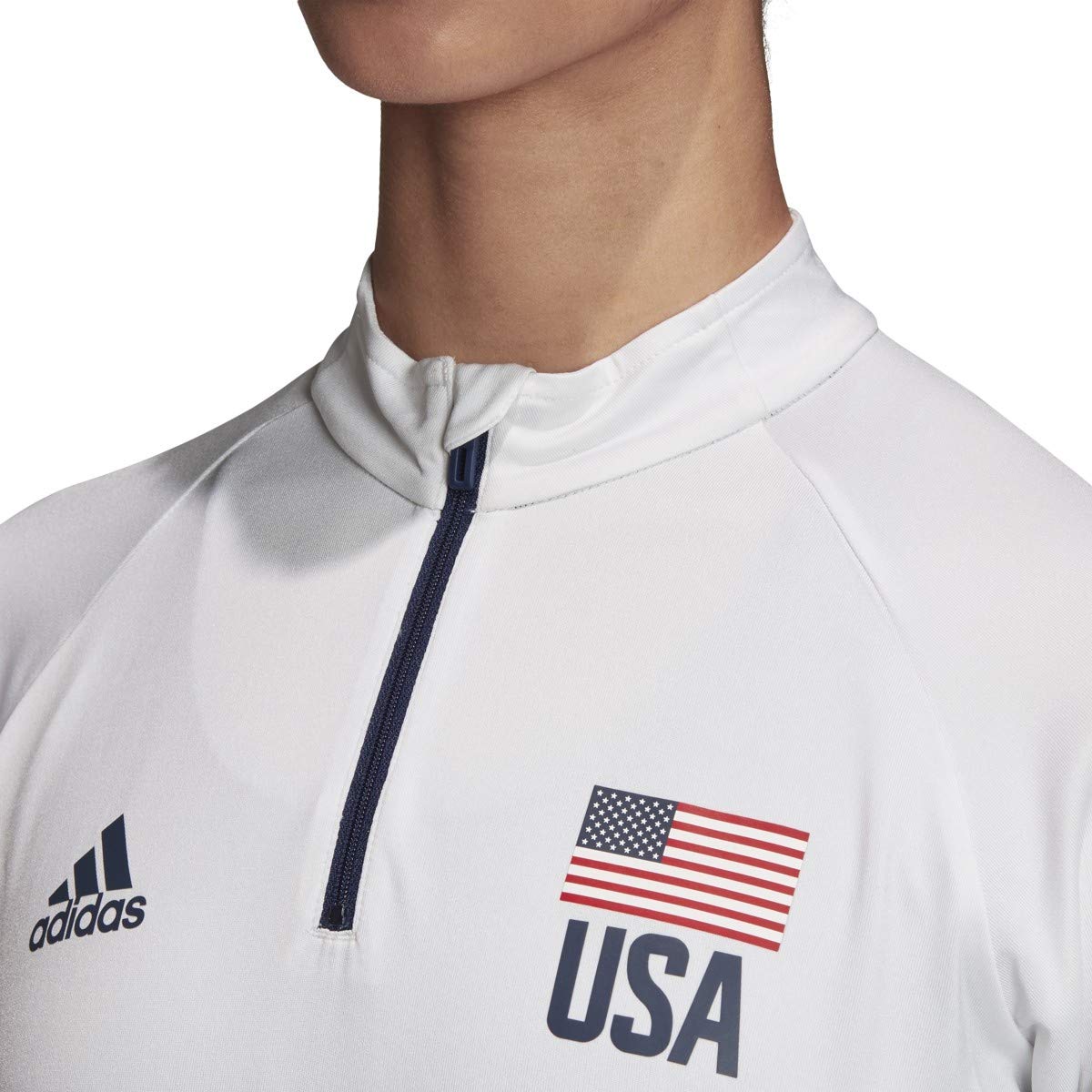 adidas Women's USA Volleyball 1/4 Zip Aeroready White Medium