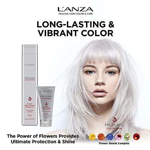 L'ANZA Healing ColorCare Silver Brightening Shampoo, for Silver, Gray, White, Blonde & Highlighted Hair, Boosts Shine and Brightness while Healing, Controls Unwanted Warm Tones (10.1 Fl Oz)