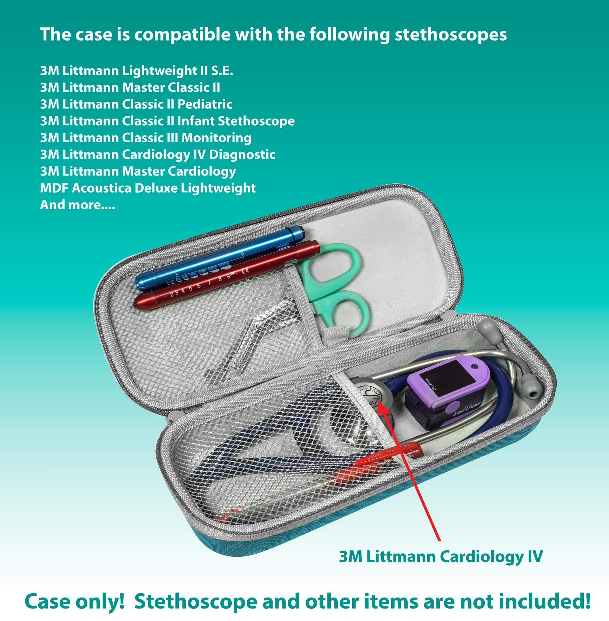 ButterFox Hard Stethoscope Case fits 3M Littmann Classic III, Lightweight II S.E, Cardiology IV Diagnostic, MDF Acoustica Deluxe Stethoscopes - 12 Colors (Black Hearts)