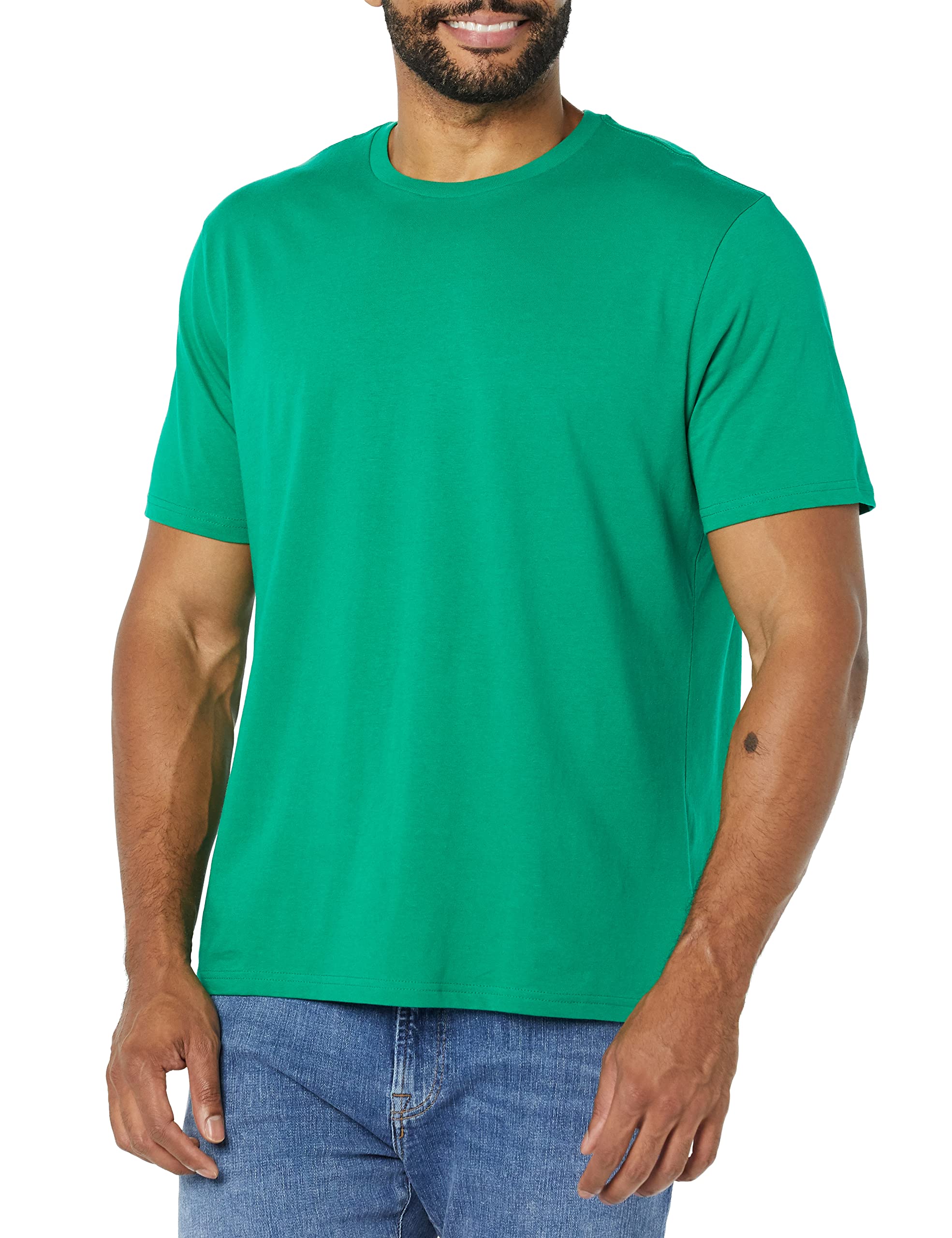 Amazon Essentials Men's Slim-Fit Short-Sleeve Crewneck T-Shirt, Pack of 2, Green/Navy, Medium