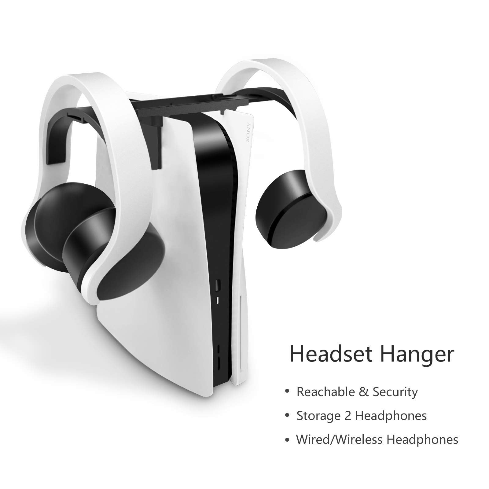 AKNES Headphone Stand Headset Holder for PS5,Game Controller Holder Compatible with PlayStation 5, Xbox Series X Controller Stand Mount for PS5 DualSense, No Screws & No Adhesive Tape