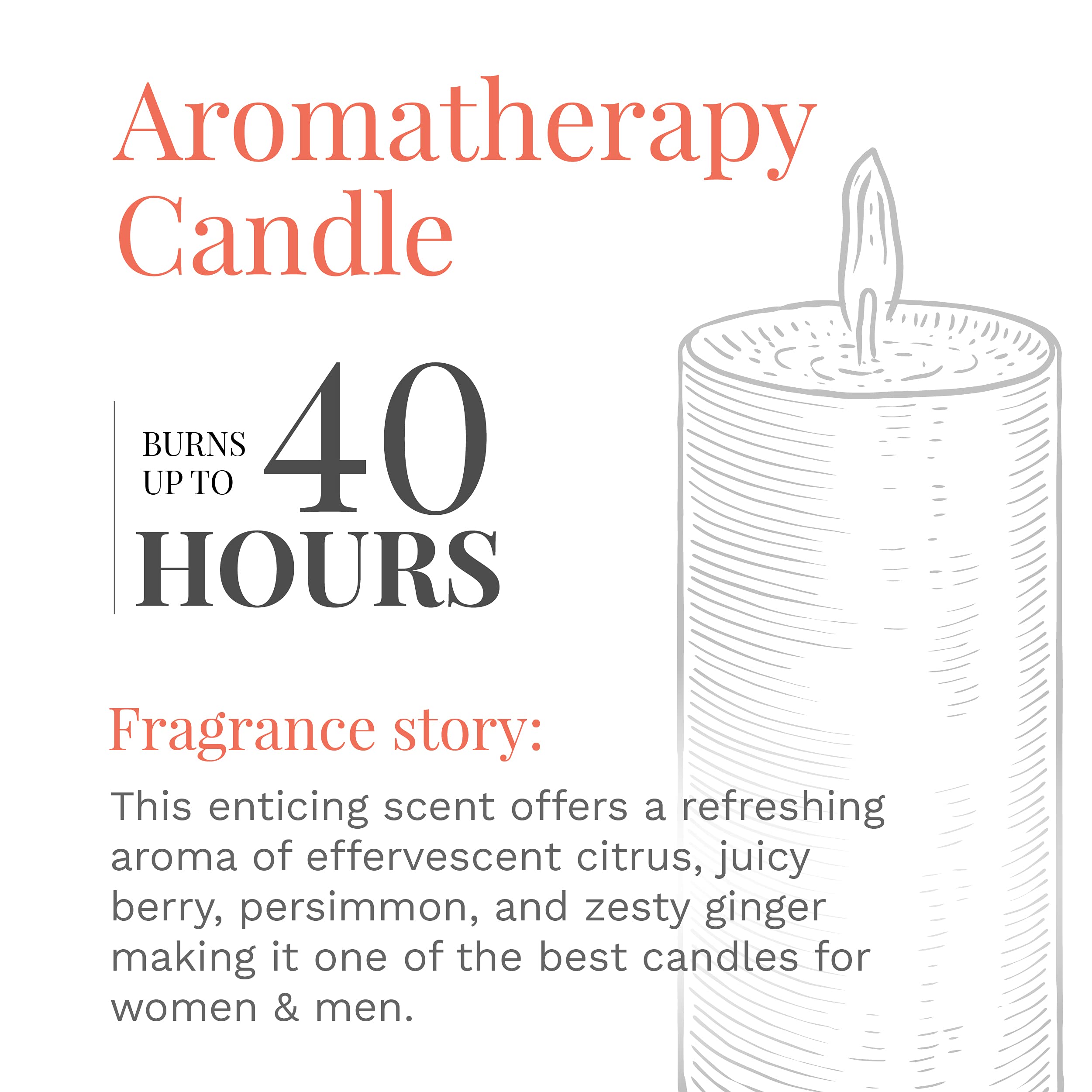 Candle-lite Scented Sunlit Mandarin Berry Fragrance, One 10oz. 3-Wick Aromatherapy Candle with 20-40 Hours of Burn Time, Orange Color, 10 oz