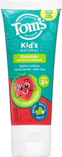 Tom's of Maine Natural Children's Anticavity Fluoride Toothpaste, Silly Strawberry, 4.2 Ounce