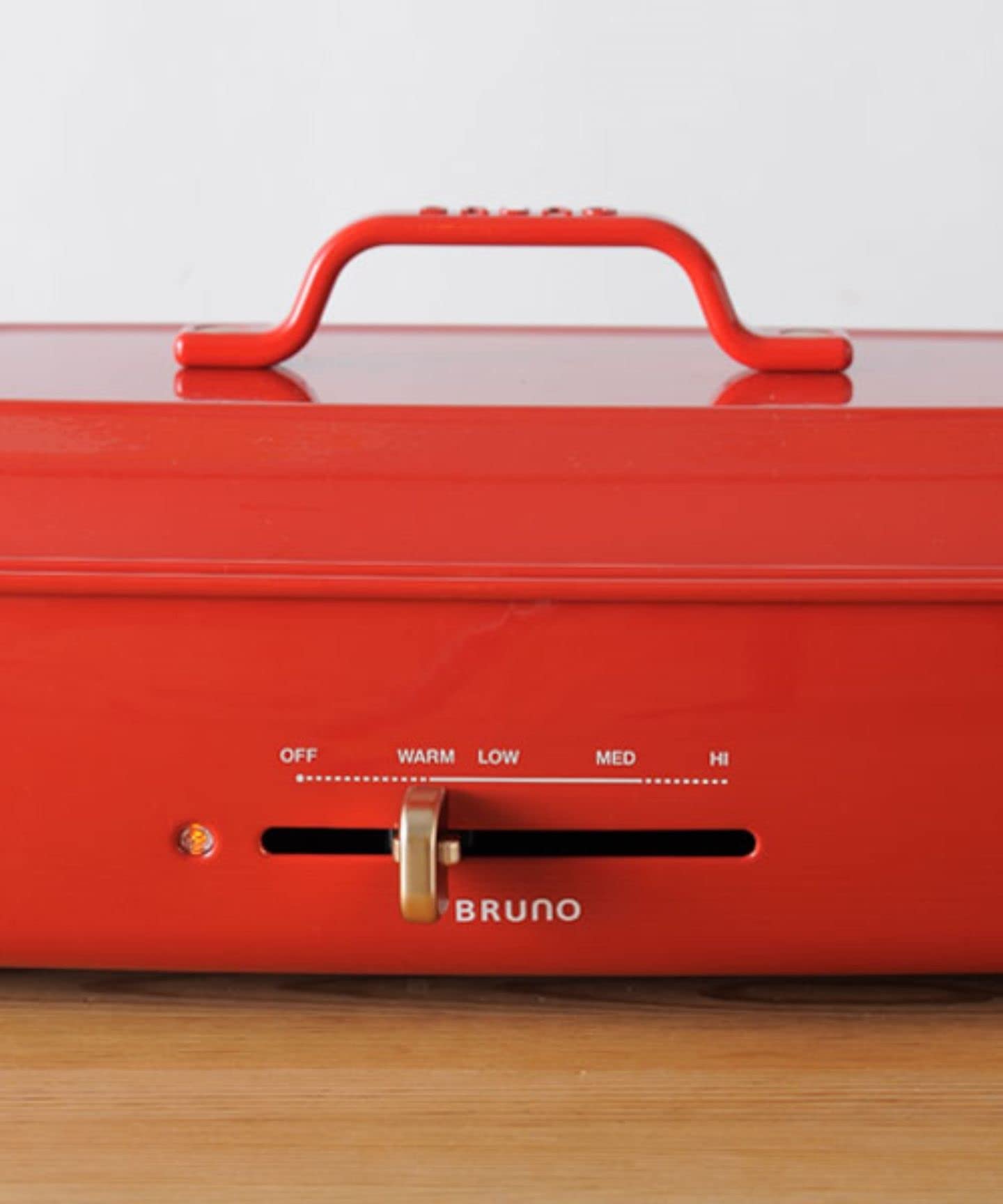 BRUNO Hot Plate Grande Size + Ceramic Coat Partition Pot + Grande For The Grill Plate + Grande Recipe Book 4-Piece Set Red