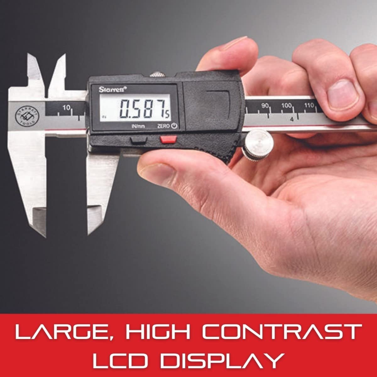 Starrett Stainless Steel IP67 Electronic Slide Caliper - 0-6" Range, .0005" Resolution, LCD Display, RS232 Output, Fine Adjustment, Slide Lock, in/mm Conversion - 798B-6/150