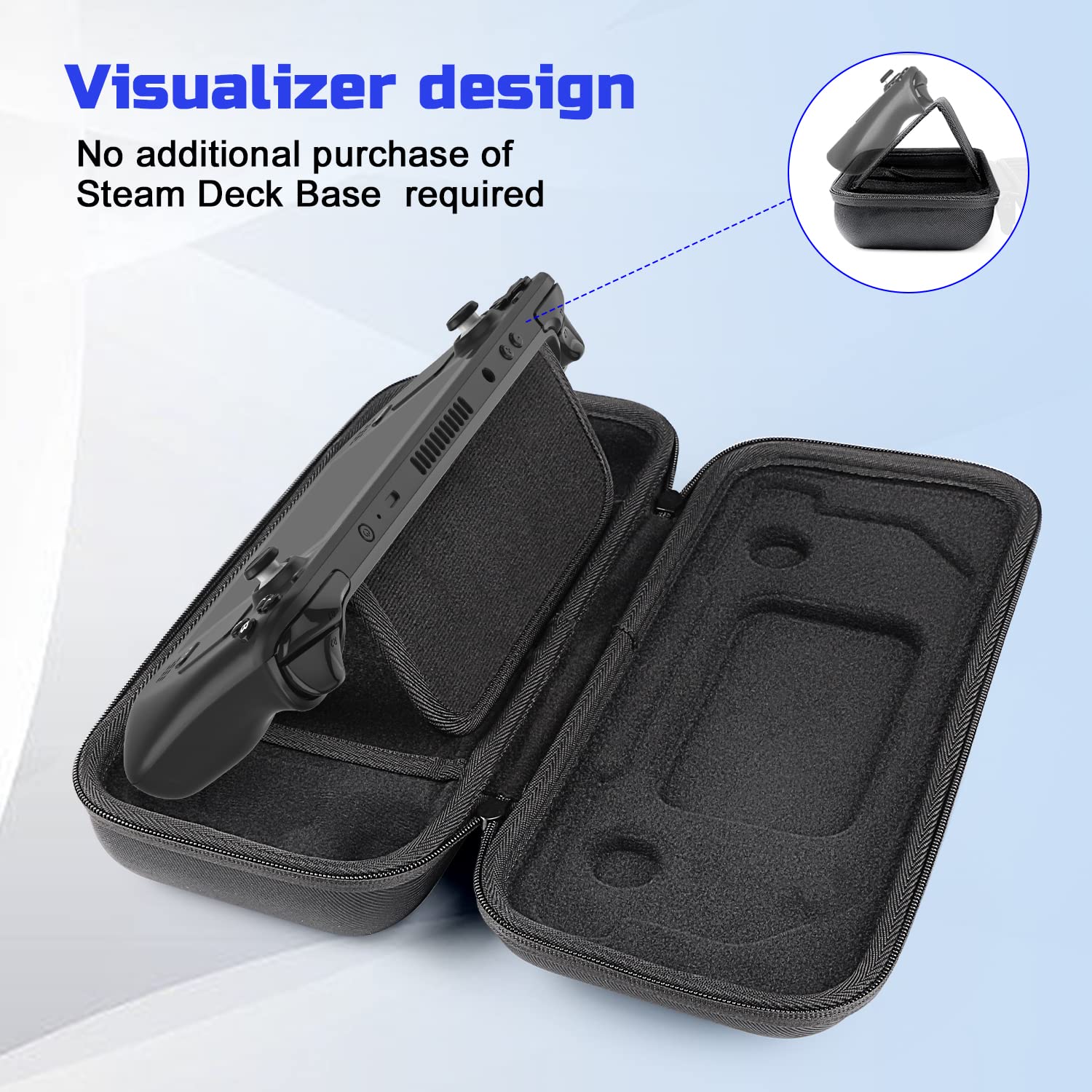 AIXOTO Carrying Case for Steam Deck, Shockproof Hard Shell Carry Case Built-in AC Adapter Charger Storage, with 5 SD Games Cartridges for Steam Deck Console & Accessories, Black