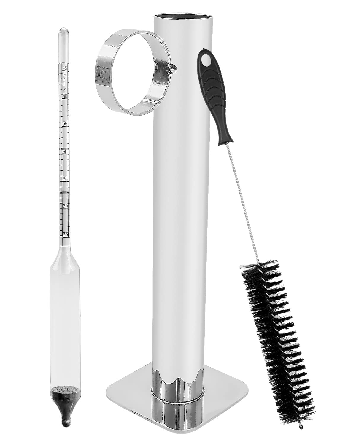 NTSUMI Maple Syrup Hydrometer Test Cup Kit, Maple Syrup Density Kit Fit for Testing Maple Syrup Sugar Candy Making, Stainless Steel Maple Syrup Kit with Cleaning Brush