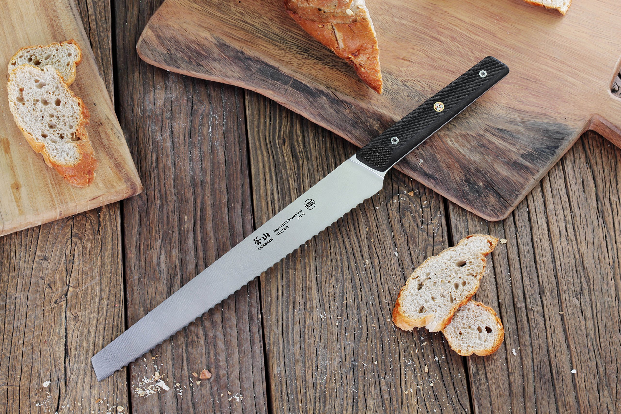 Cangshan TG Series 62199 Swedish 12C27 Steel Bread Knife, 10.25-Inch, G10 Handle