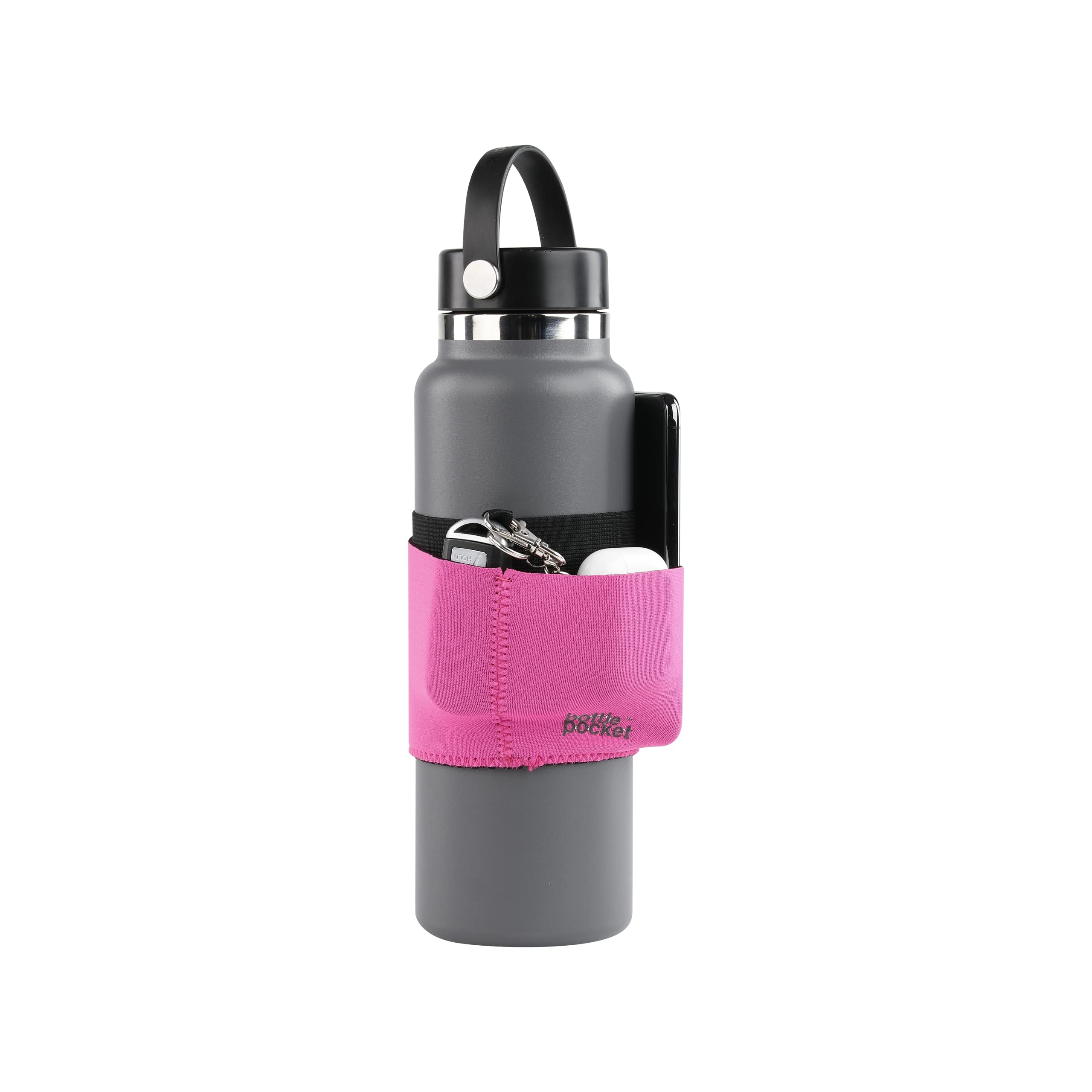 Bottle Pocket, Pocket for Bottle (Wide, Black & Gray)