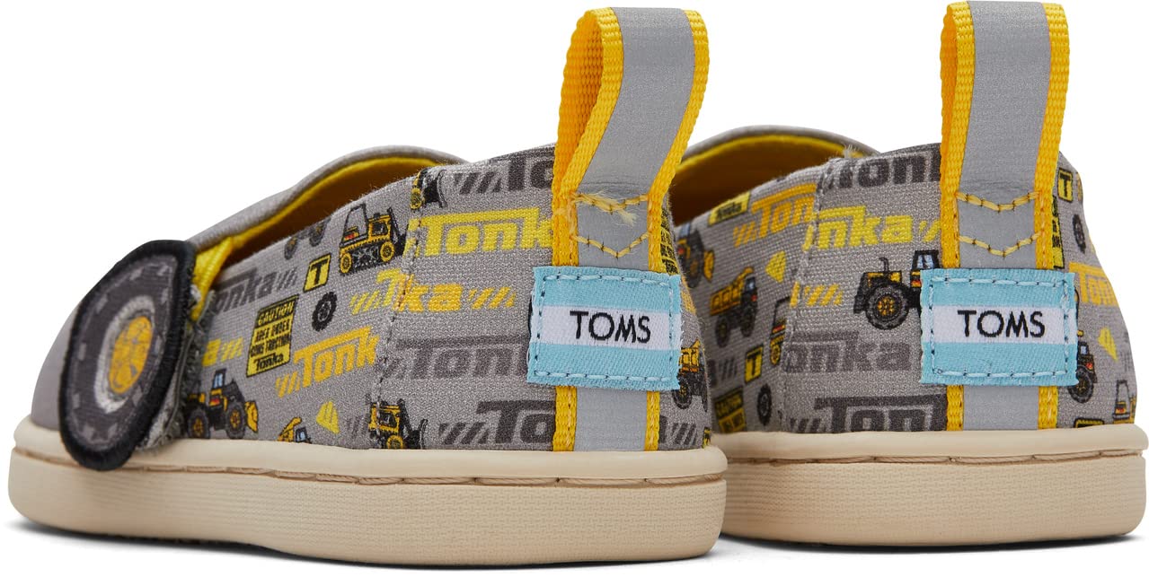 TOMS Boy's Alpargata Twin Gore Loafer Flat, Ultimate Grey Tonka Construction Print, 6 Toddler