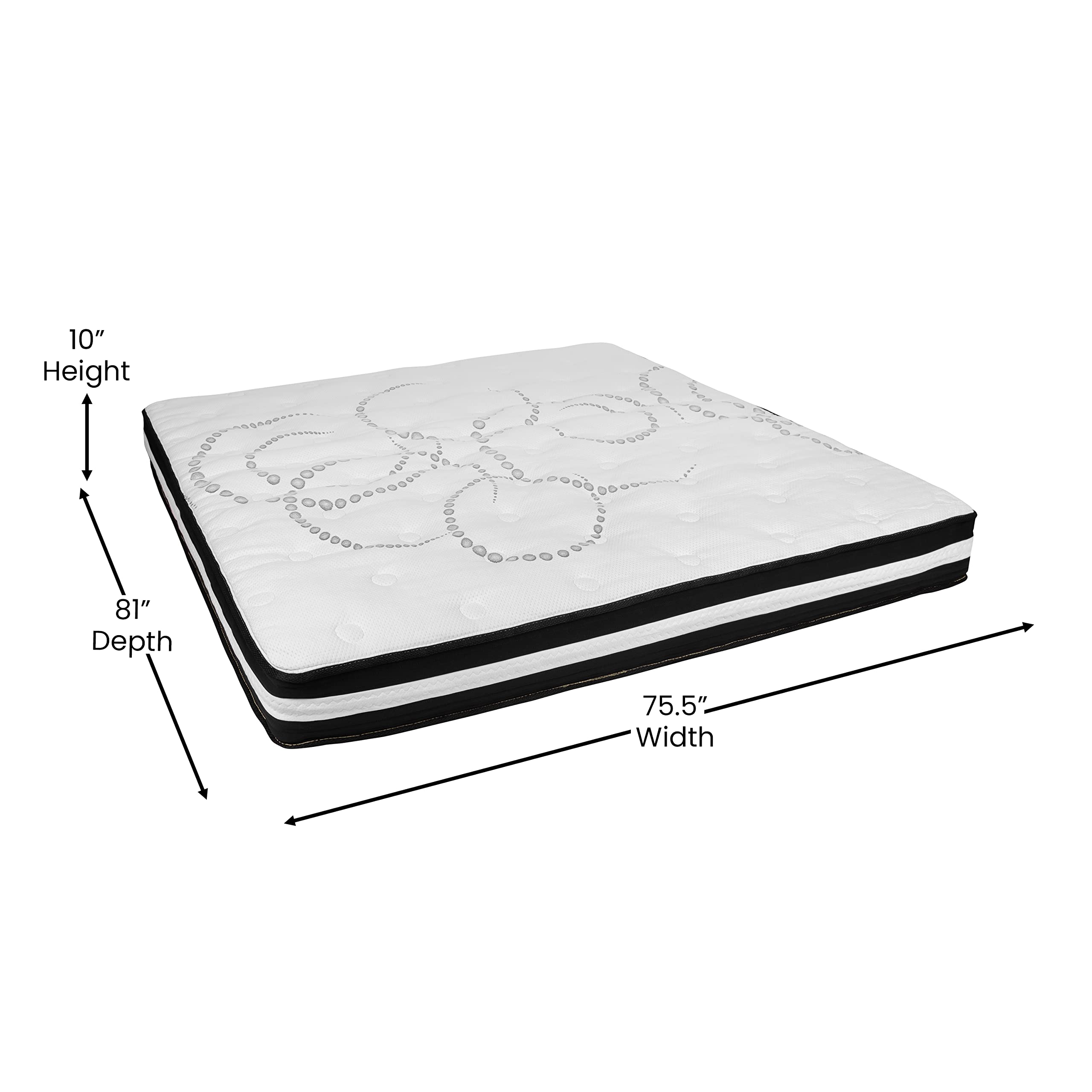 EMMA + OLIVER Astor 10 Inch Hybrid Pocket Spring Mattress, King Mattress in a Box