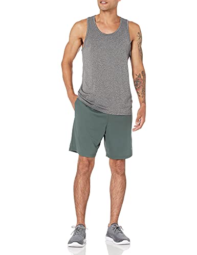 Amazon Essentials Men's Tech Stretch Tank T-Shirt, Black Heather, Large