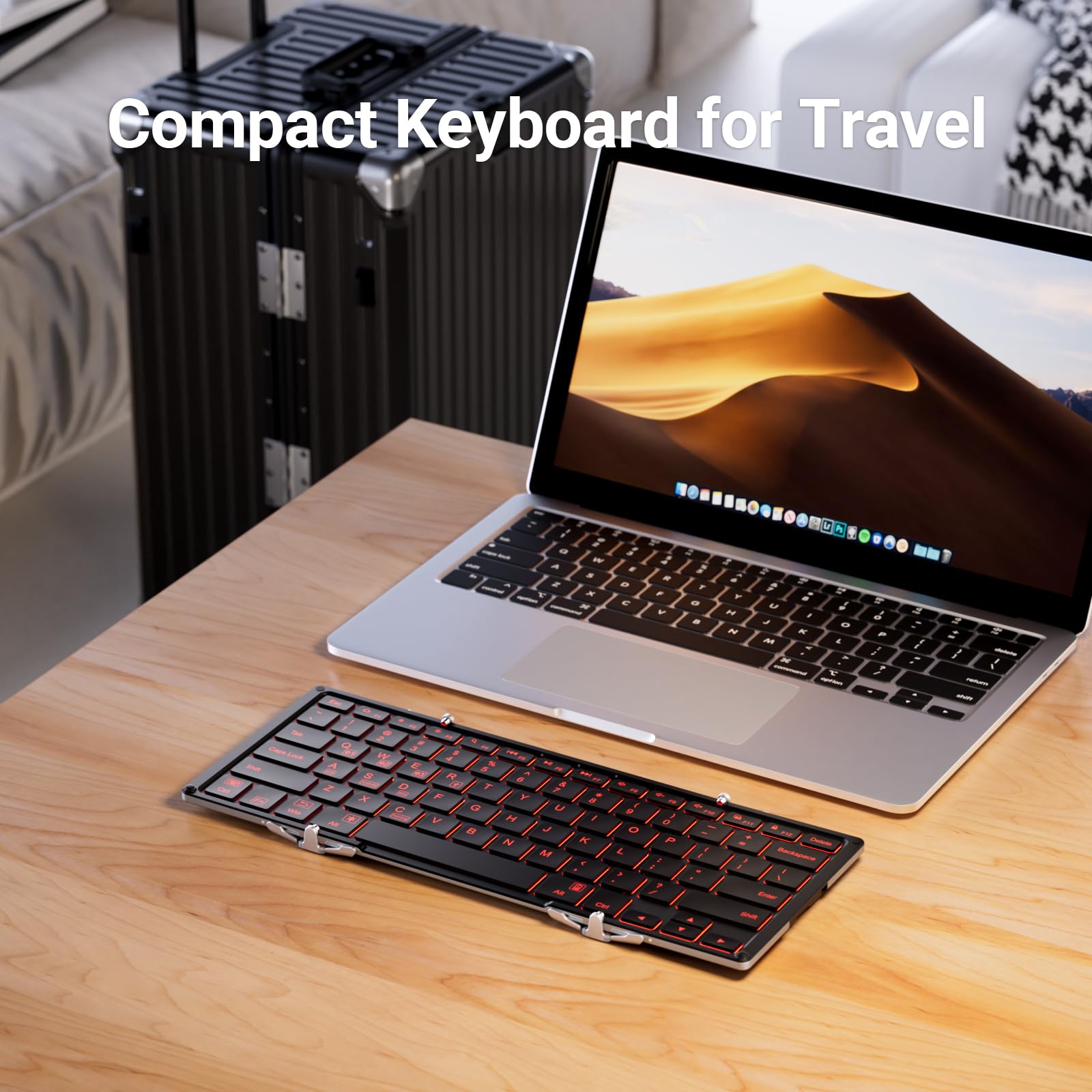 iClever Backlit Foldable Bluetooth Keyboard, BK05 Wireless Folding Keyboard with Backlight, Pair up to 4 Devices, Portable Travel Keyboard for iPad Tablet Laptop PC Smartphone Windows iOS Android