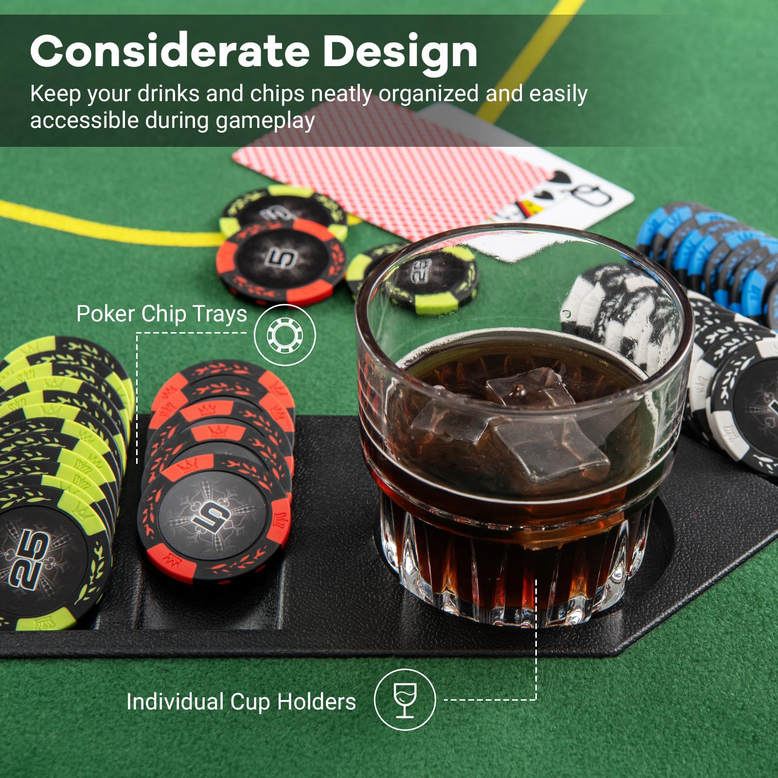 Giantex 79 x 36 Inch Poker Table Top, Foldable 8 Player Texas Holdem Poker Table Topper w/Carry Bag, Cup Holders, Chip Trays, Portable Anti-Slip Blackjack Card Board Poker Mat Layout for Casino