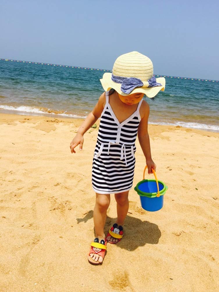 Spring/Summer Cotton Baby Girls 's Outdoor Bowknot Sun Hat/Beach Hat (18.5 in(47 cm)/6-12 Months, Straw hat)