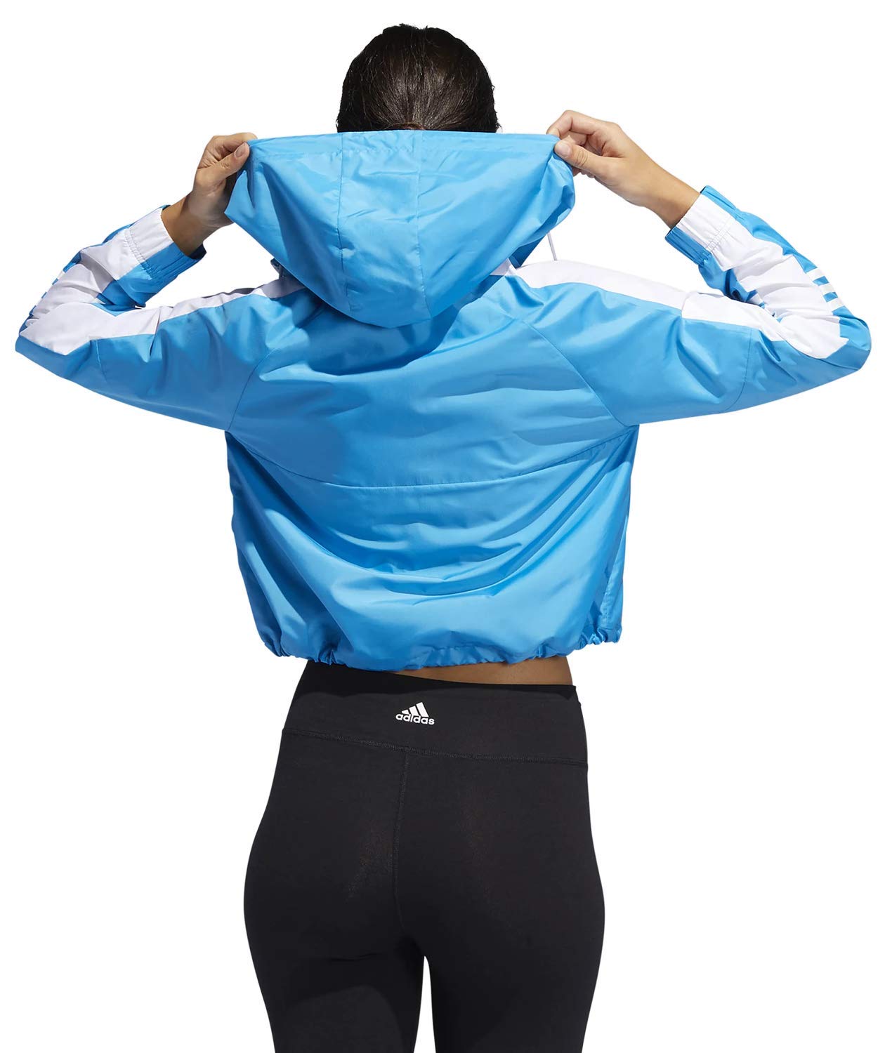 adidas Women's Half-Zip ID Pullover Windbreader Jacket, Shock Cyan XL