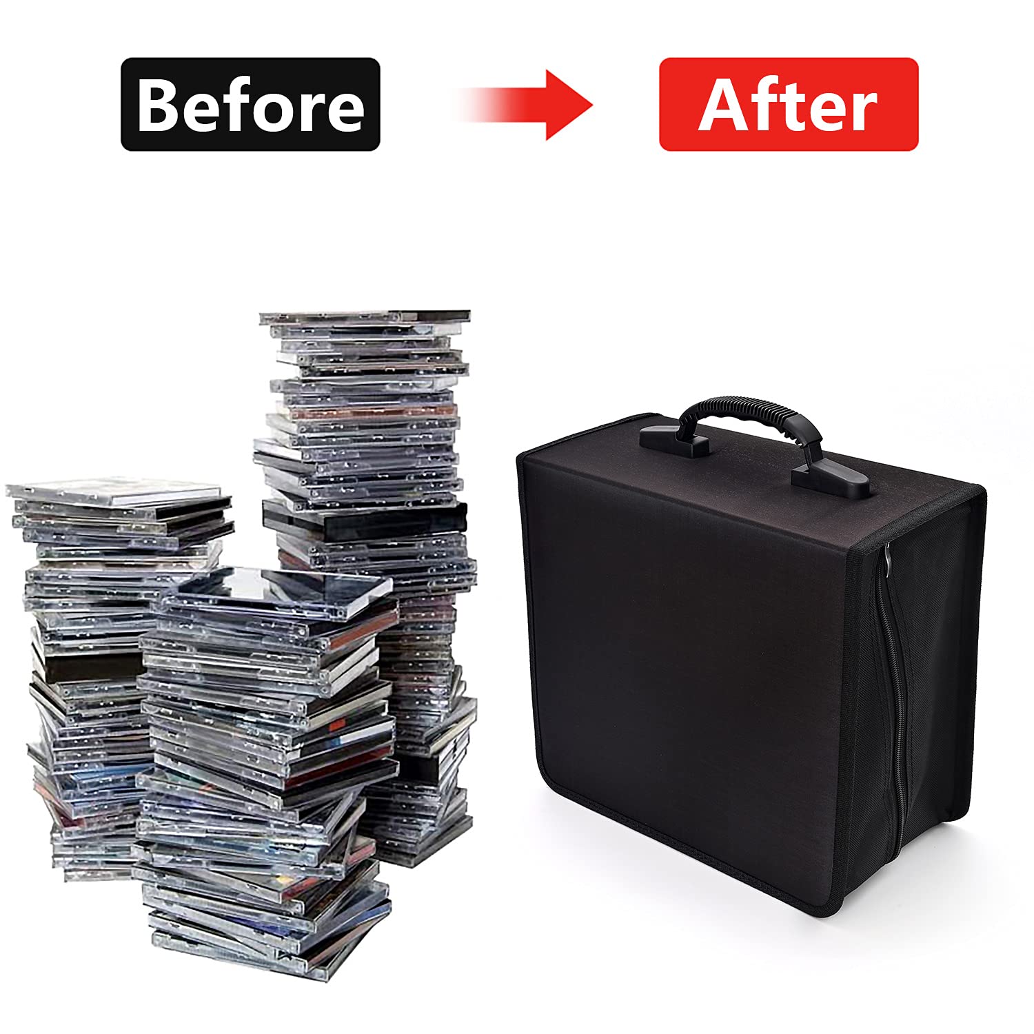 alavisxf xx CD Case, 432 Capacity DVD Case Holder, Heavy Duty Zipper Protective Movie Media Storage Organizer Binder Wallet for Car Home Office Travel (Black, 432 Capacity)