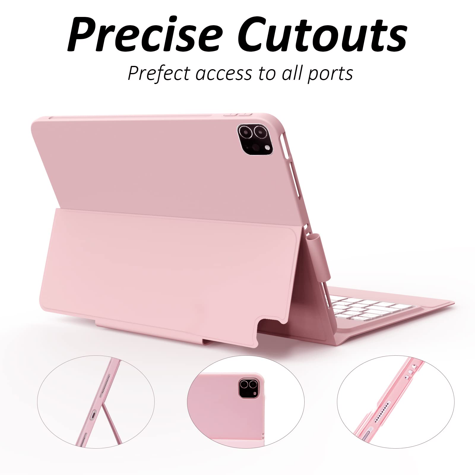 Dolpking Rechargeable Smart Keyboard Case for New iPad 9th Generation 2021/8th Gen 2020/7th Gen 2019 10.2, iPad Pro 10.5 2017/iPad Air 3rd Gen 10.5 2019, iPad Case Keyboard & Pencil Loop (Pink)