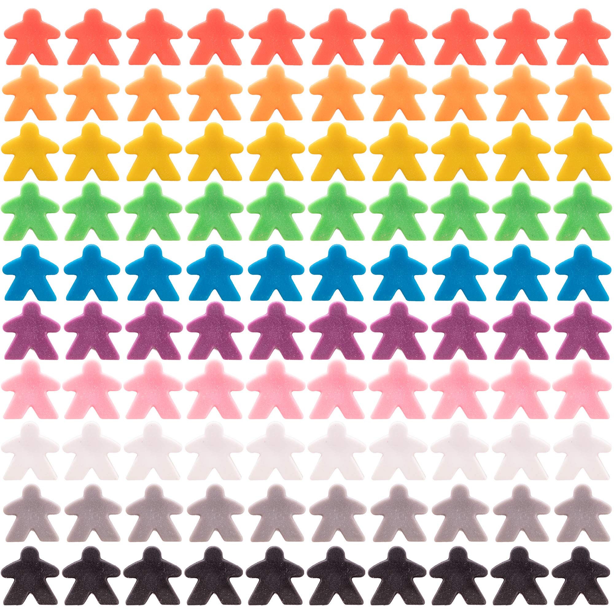 Brybelly 100 Wood Meeples| 16mm Extra Board Game Pieces in 10 Colors|Bulk Replacement Tabletop Games & Strategy Game Expansion