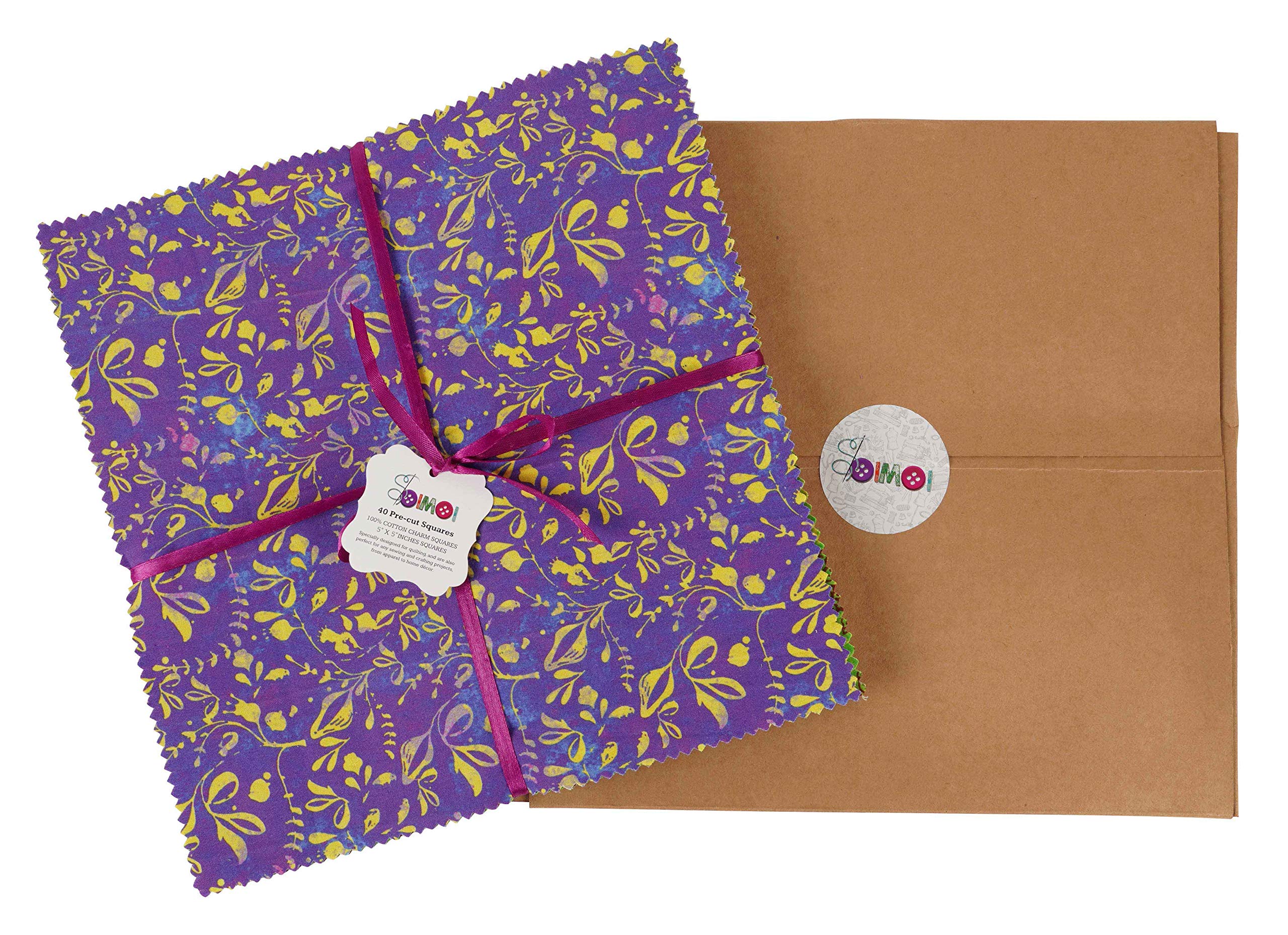 Soimoi Batik Print Precut 5-inch Cotton Fabric Quilting Squares Charm Pack DIY Patchwork Sewing Craft